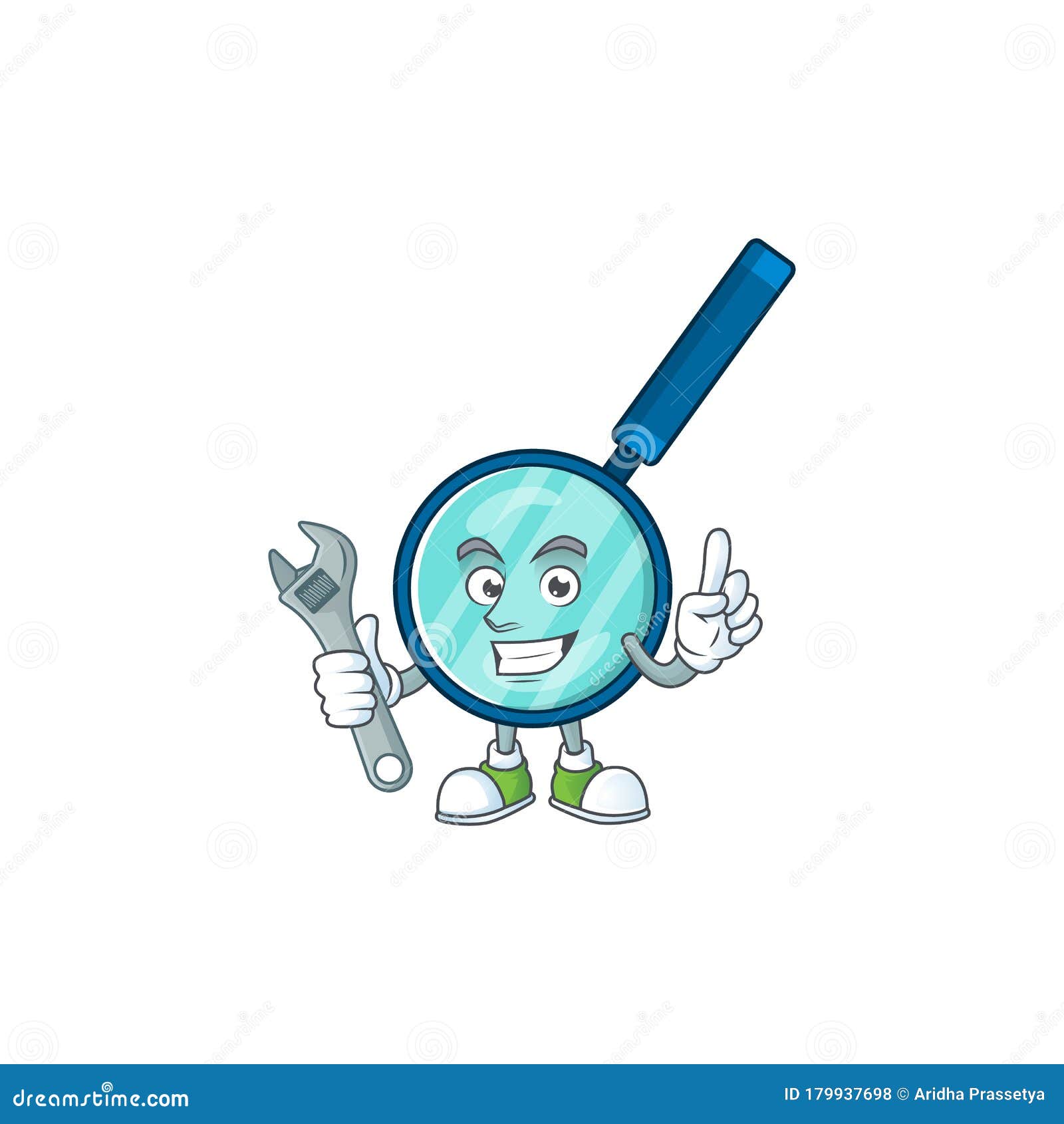 A Mechanic Magnifying Glass Mascot Character Fix a Broken Machine Stock ...