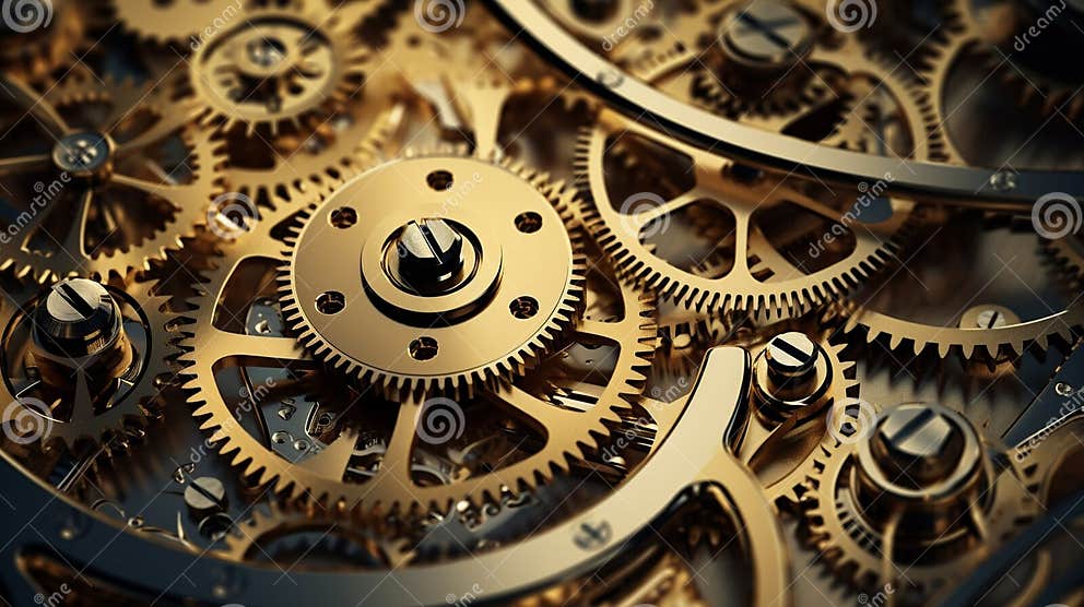 Mechanic Metallic Time Clock Clockwork Gear Watch Technology Machine ...