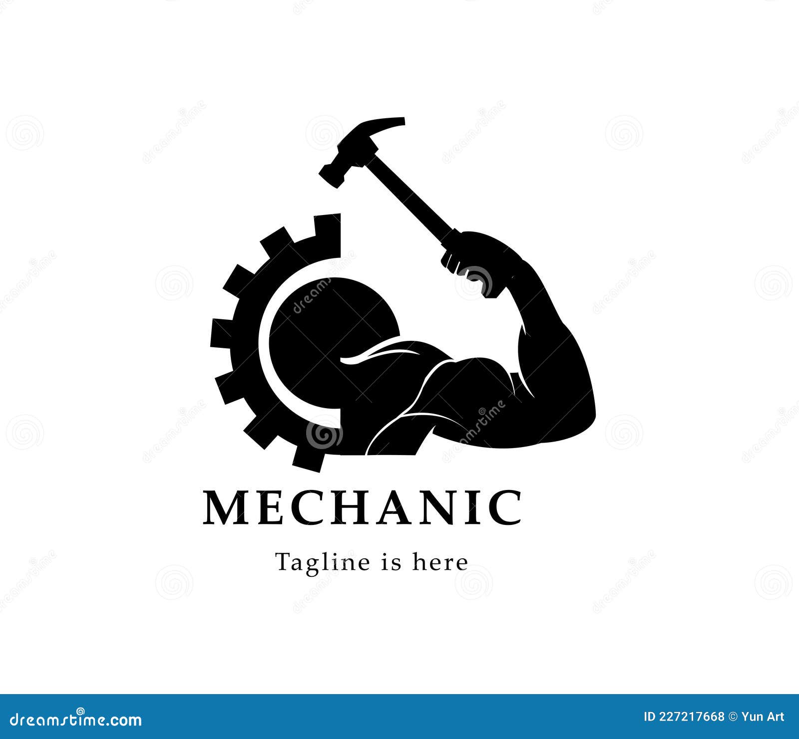 Mechanic, Muscle and Gear Logo Design Stock Illustration - Illustration ...