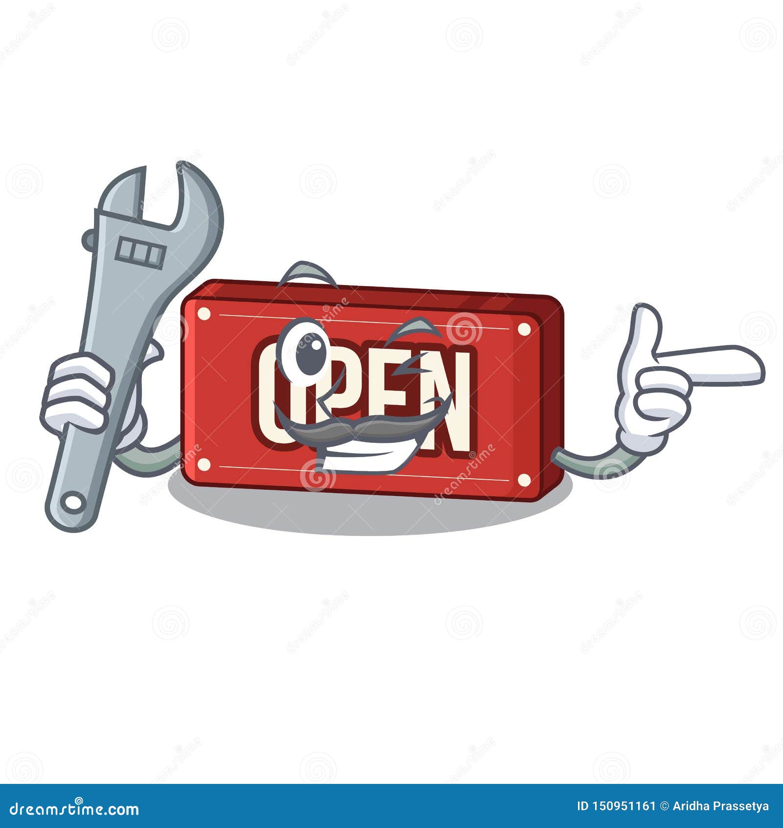 Mechanic Open Sign Above on Table Cartoon Stock Vector - Illustration ...