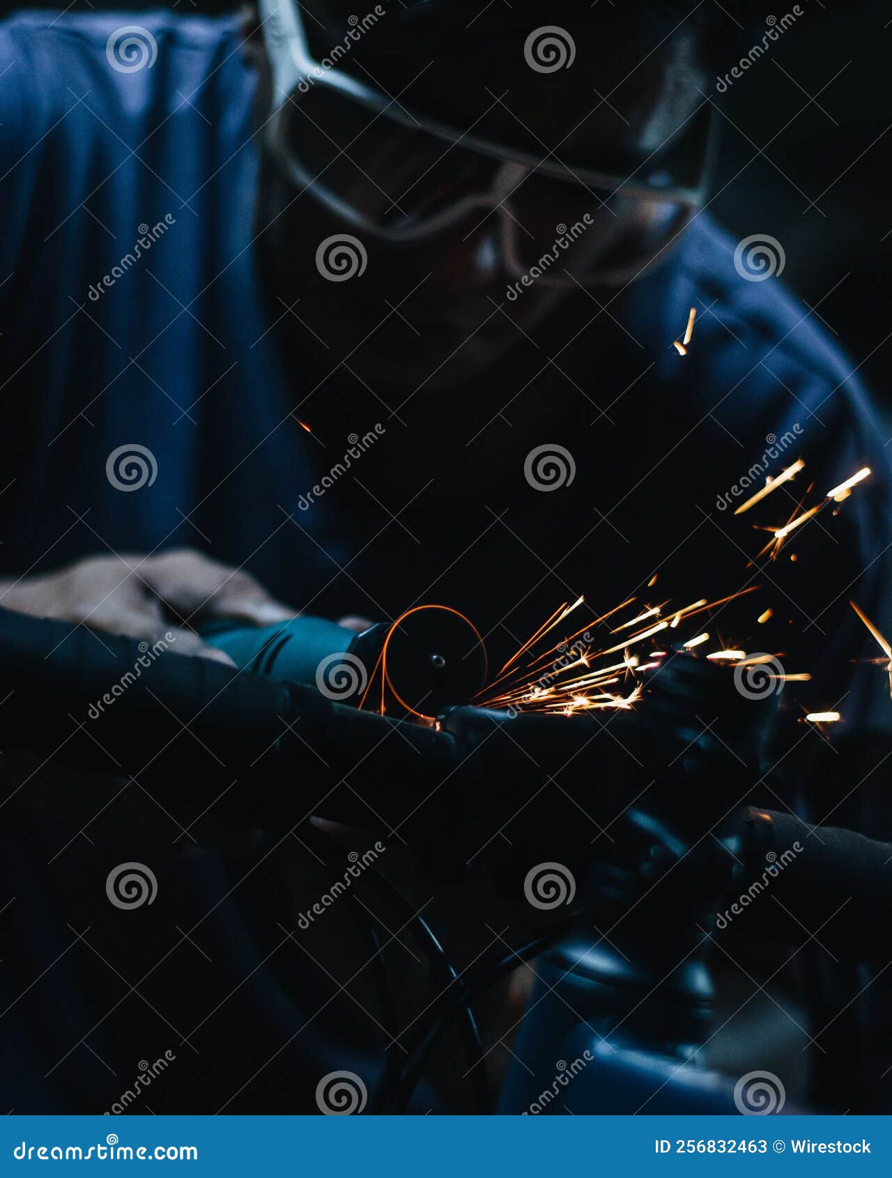 Mechanic Performing a Welding Cutting Torch with the Instruments in the ...