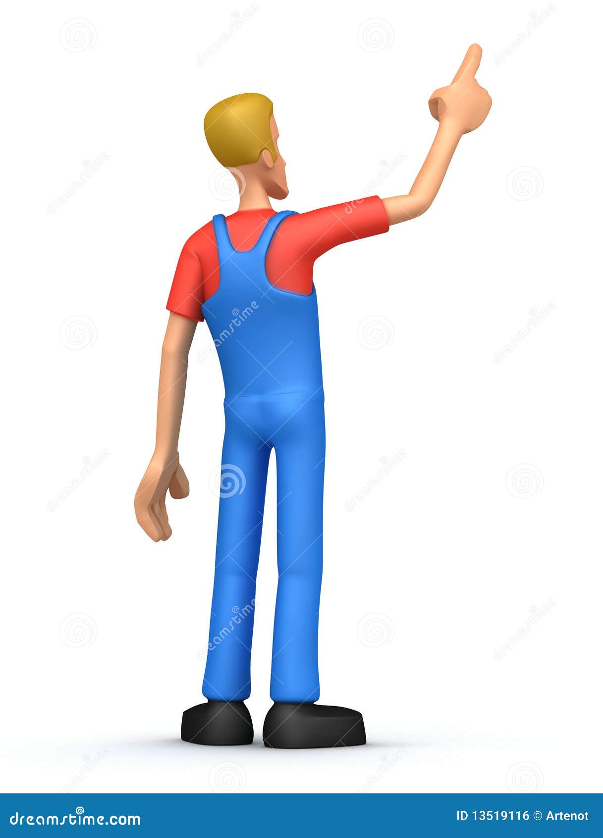 Mechanic Points His Finger at the Top Stock Illustration - Illustration ...