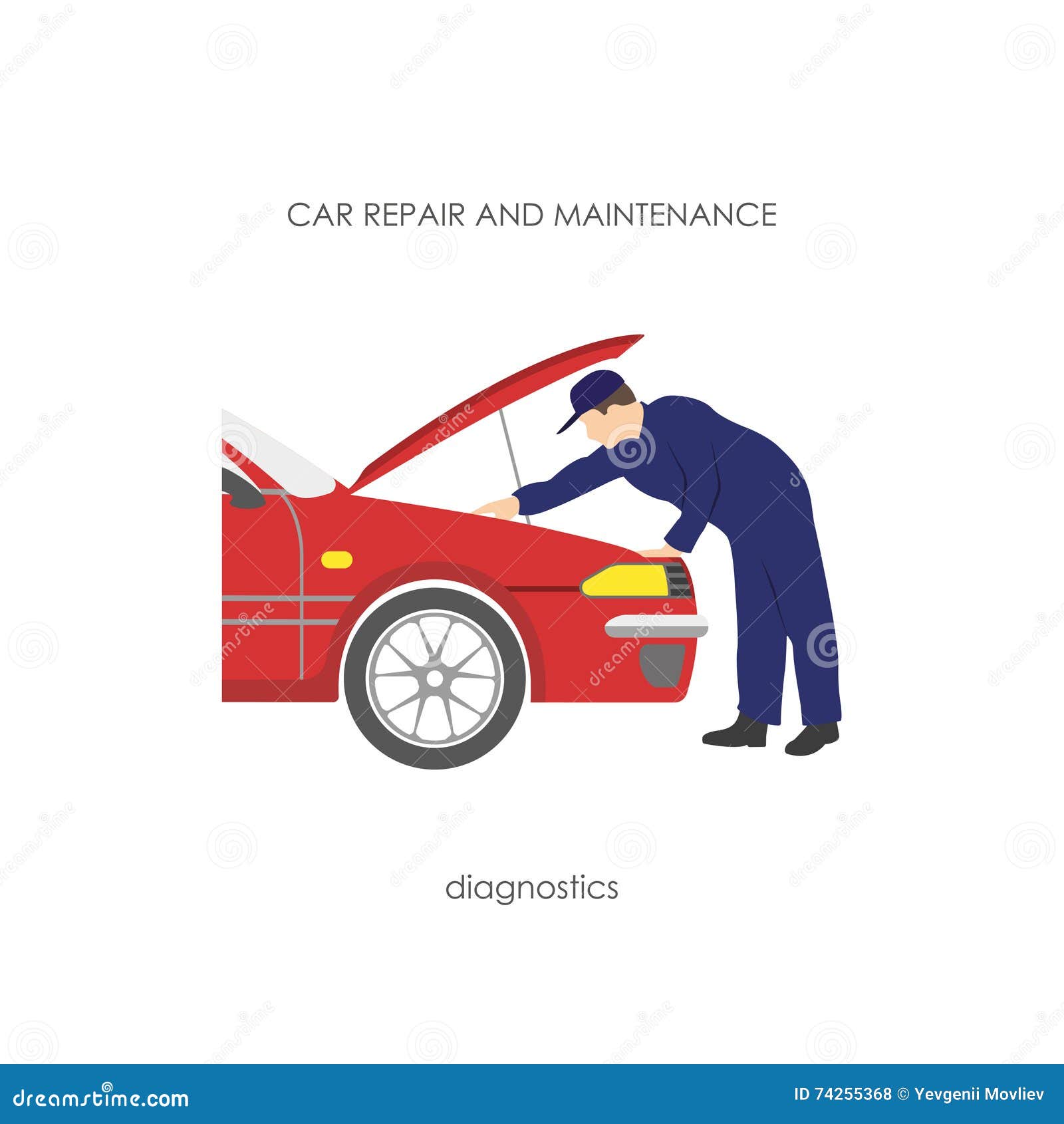 Mechanic Produces Vehicle Diagnostics Stock Vector - Illustration of ...