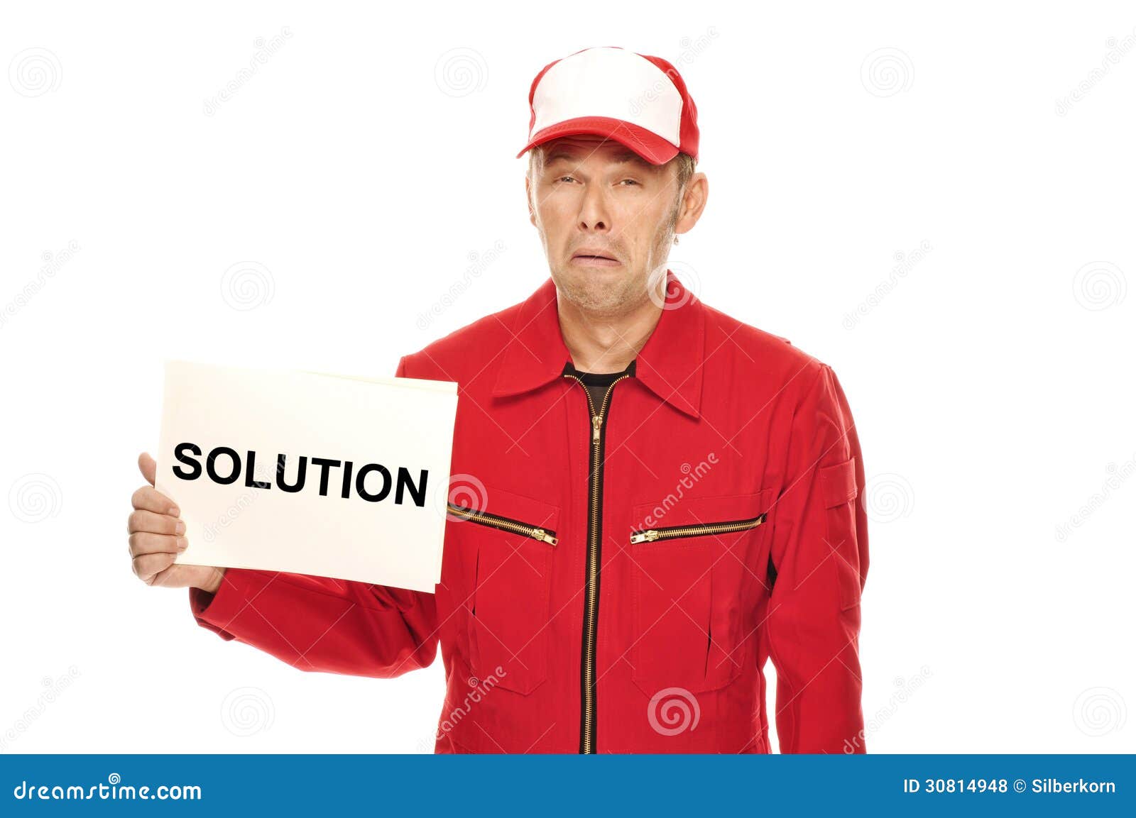 Mechanic in red Overall stock photo. Image of solution - 30814948