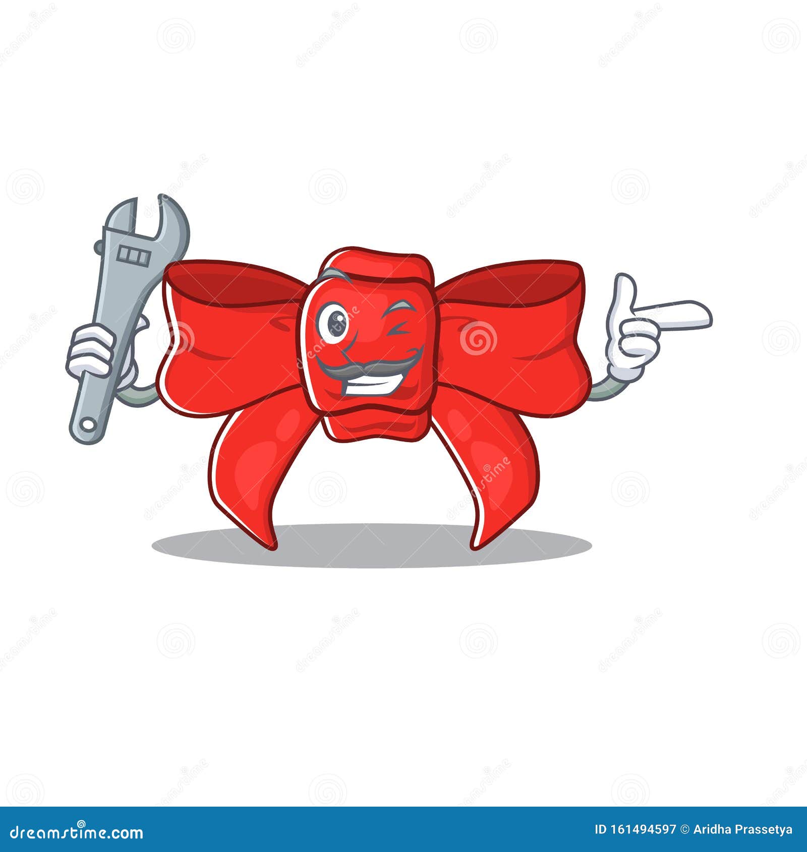 Mechanic Red Ribbon Bow with the Cartoon Stock Vector - Illustration of ...