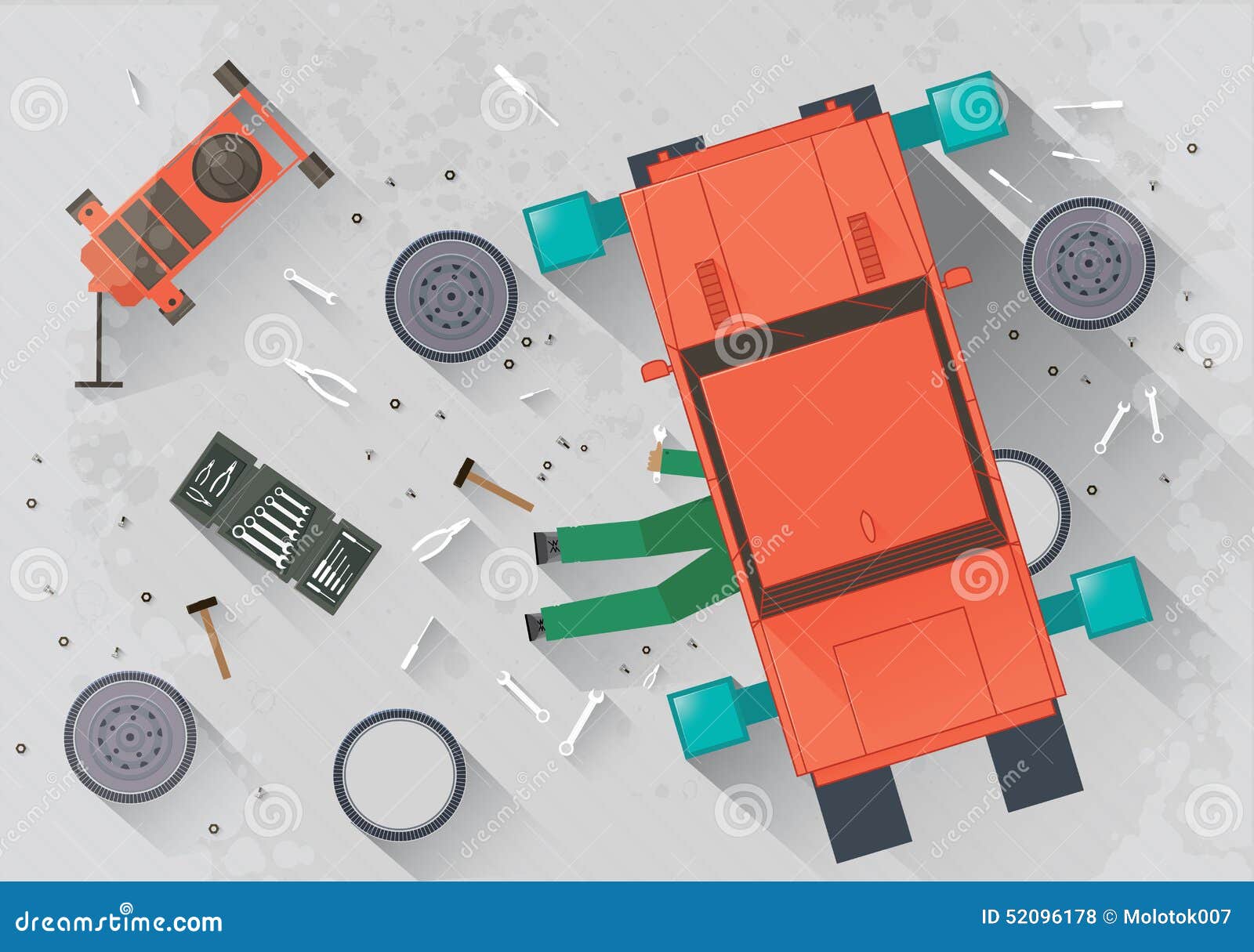 Mechanic Repairing the Car in the Garage Stock Vector - Illustration of ...