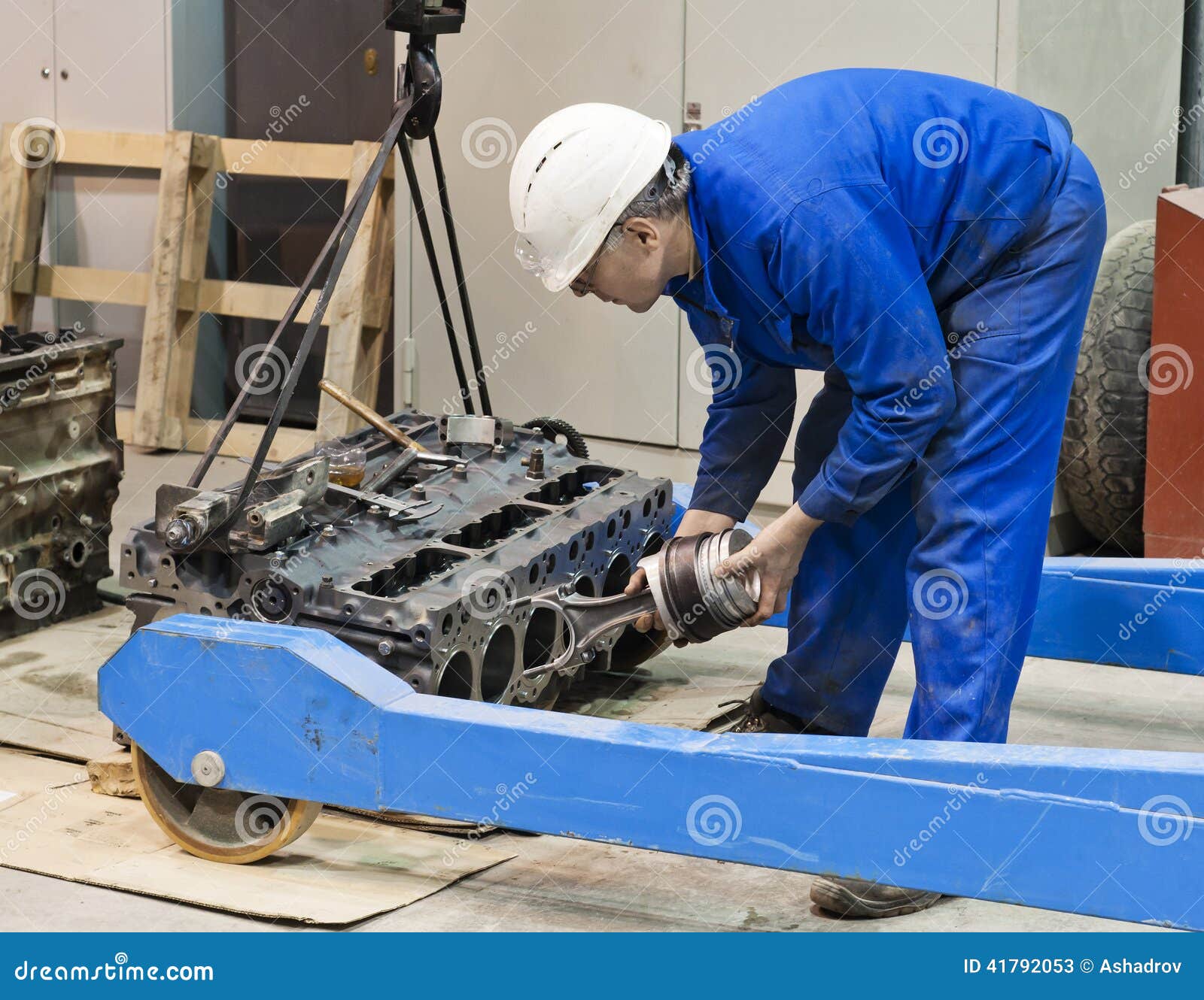 The Mechanic Repairs the Engine. Stock Image - Image of technology ...