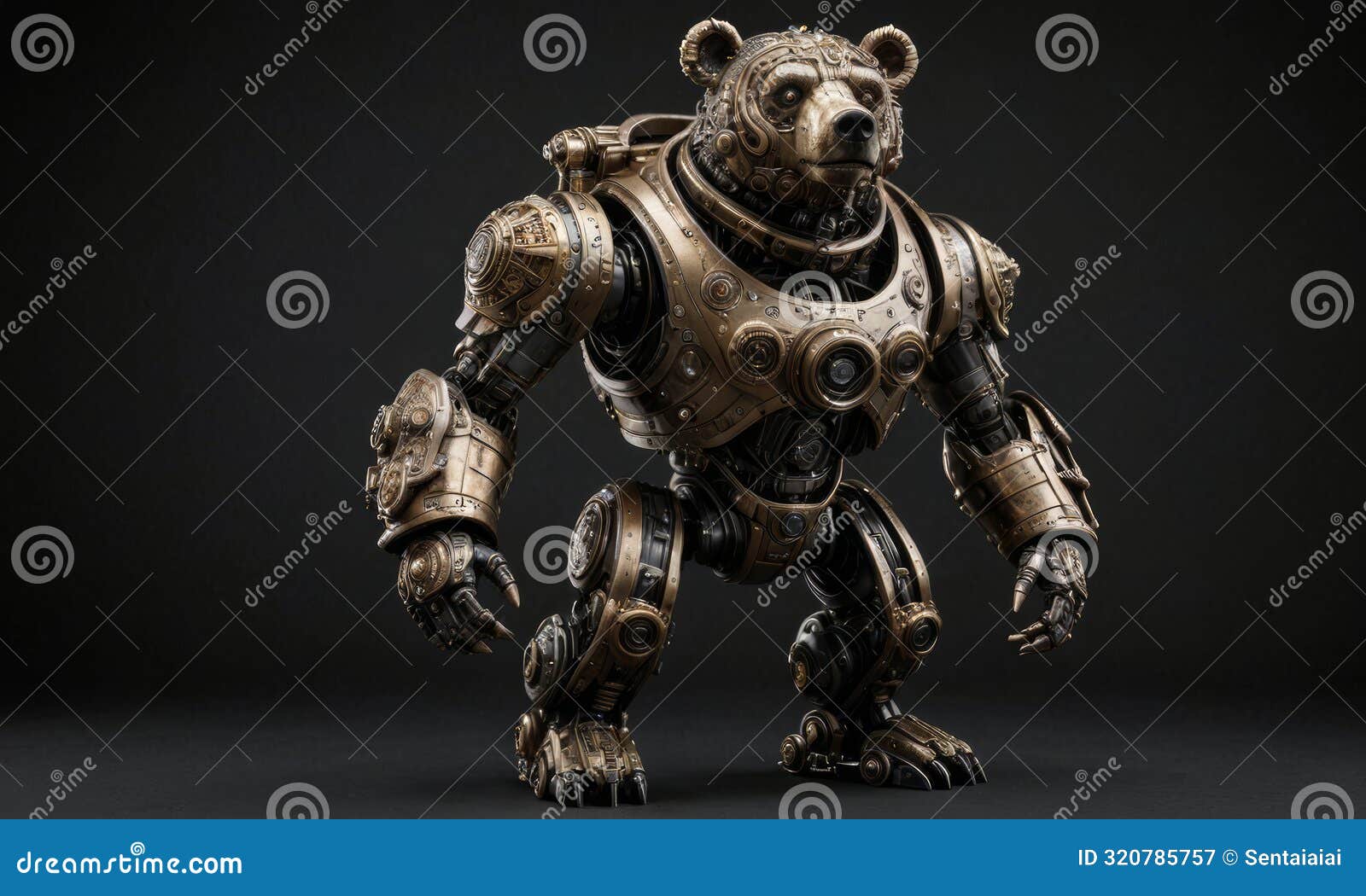 Mechanic Robot Bear Steampunk Style Stock Illustration - Illustration ...