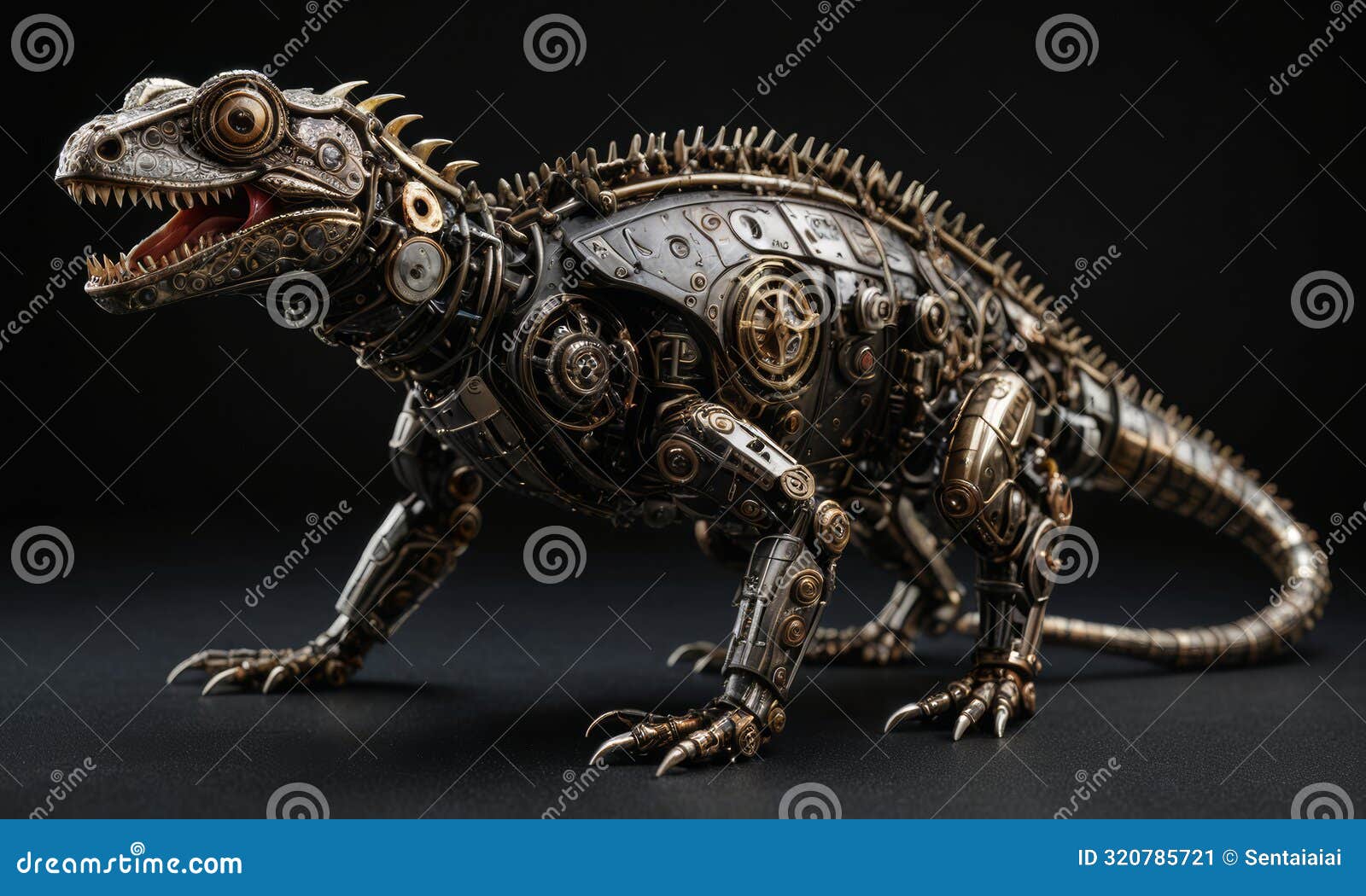 Mechanic Robot Lizard Steampunk Style Stock Illustration - Illustration ...