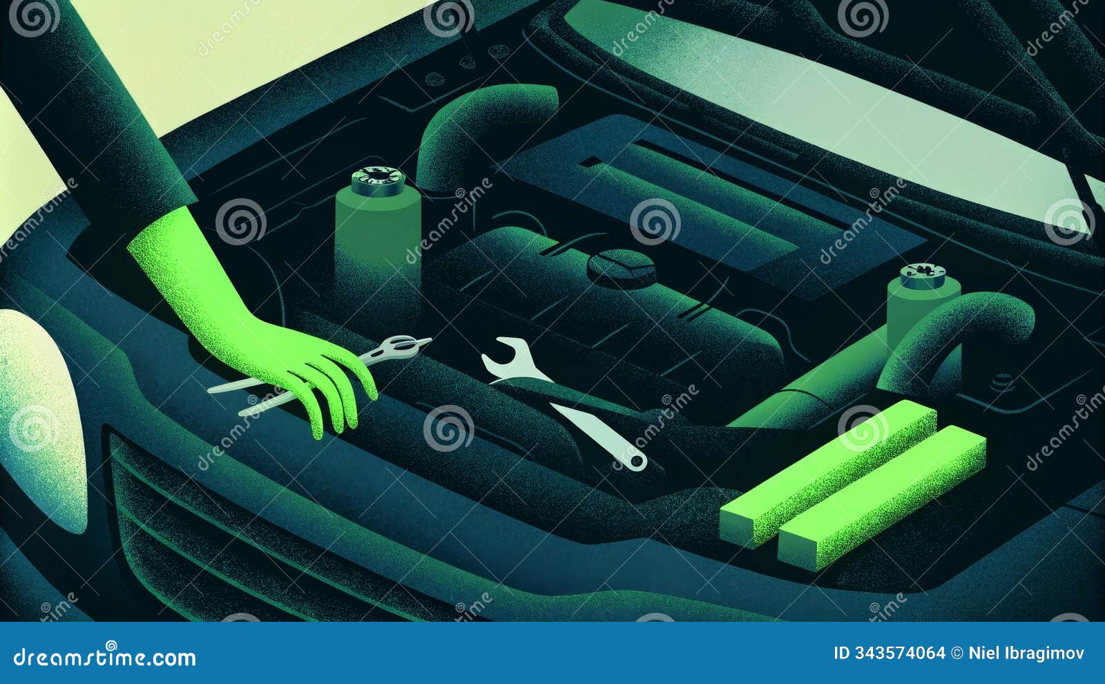 Mechanic S Hand Reaching for Tools in a Car Engine Compartment Stock ...