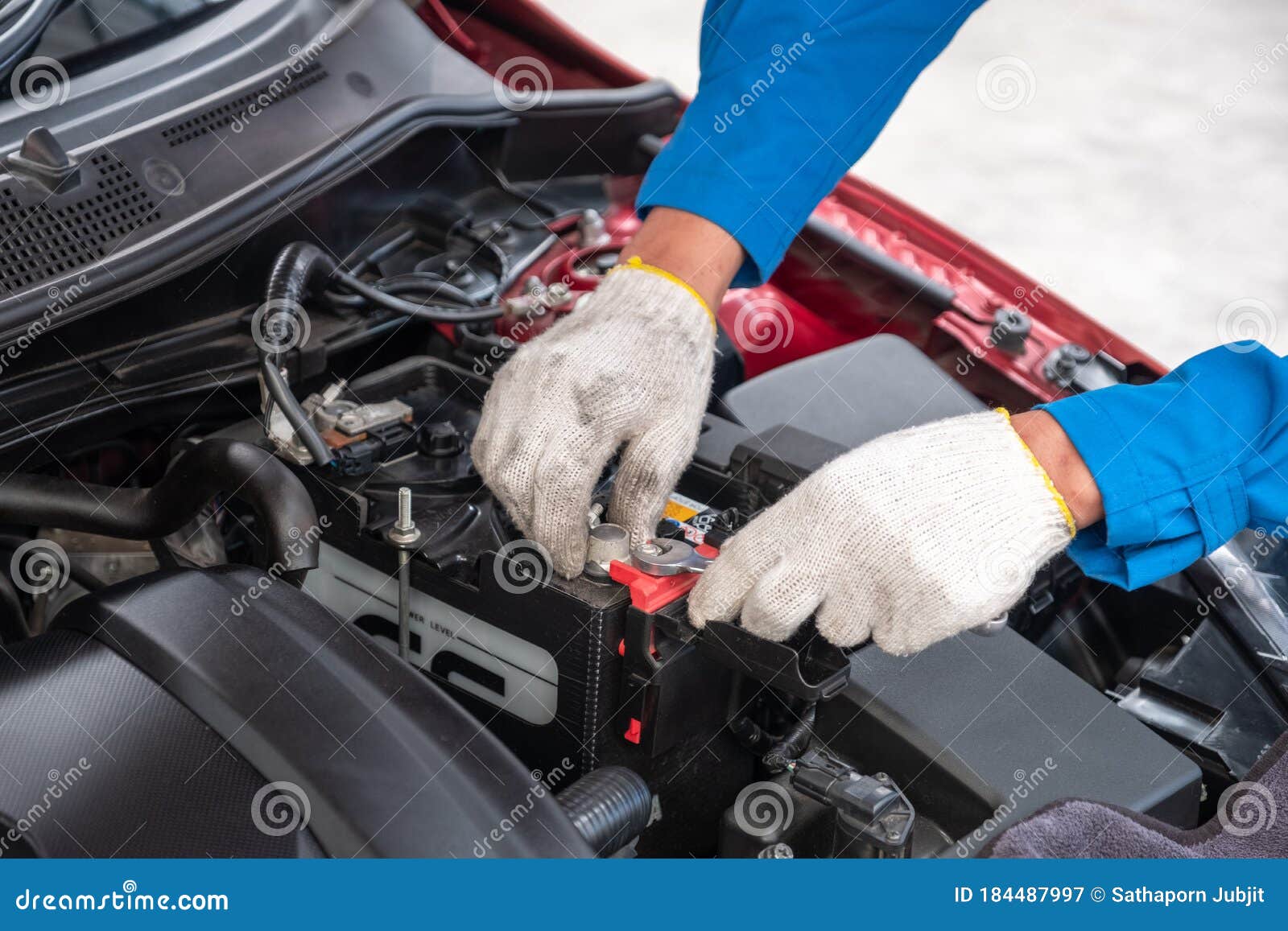 Mechanic is Screwing in Car Engine Room Stock Image - Image of ...