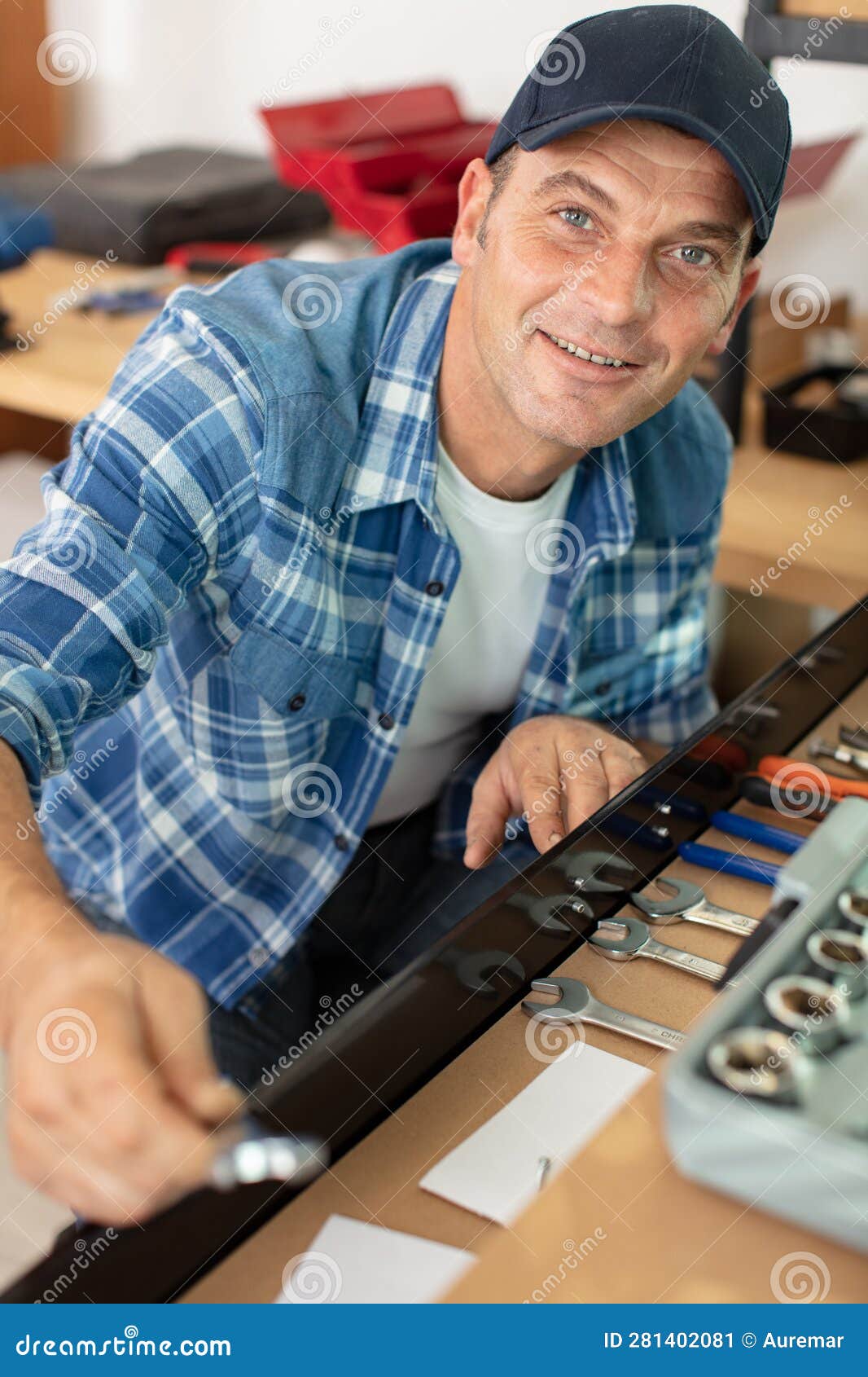 Mechanic Selecting Spanner from Toolbox Drawer Stock Image - Image of ...