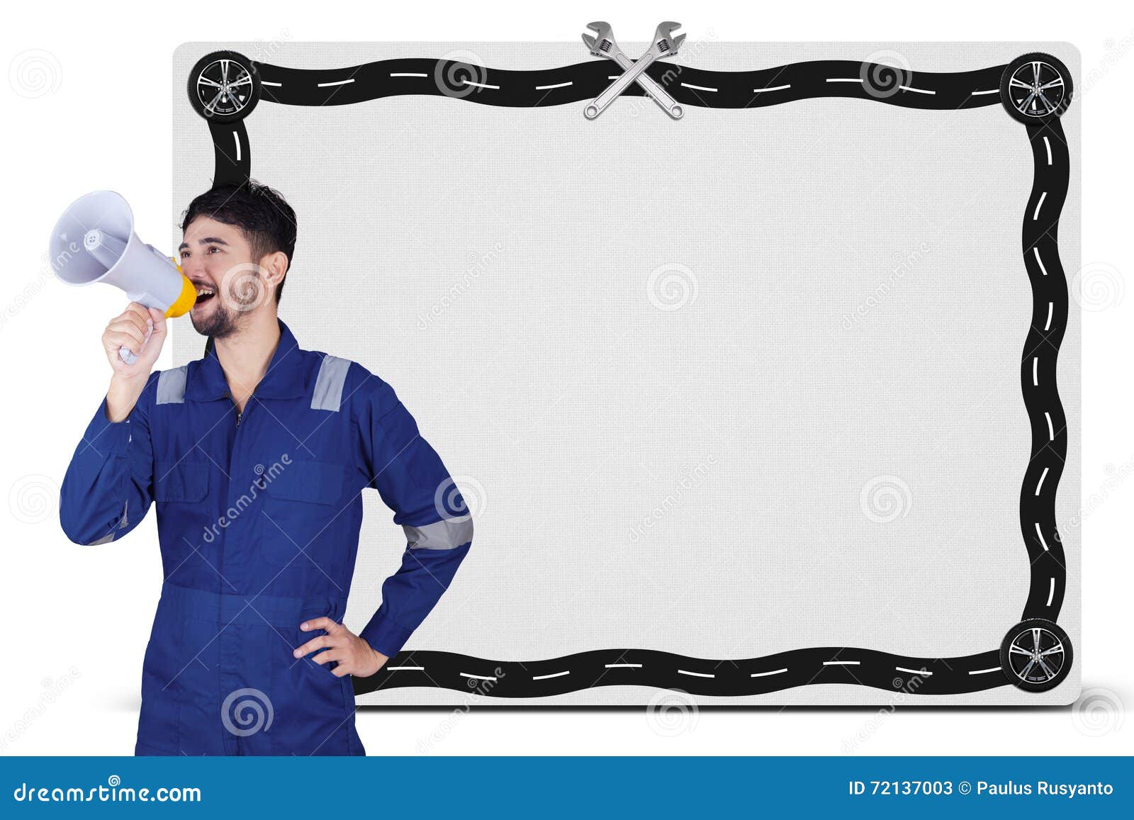 Mechanic Shouting with a Megaphone Stock Image - Image of eastern ...