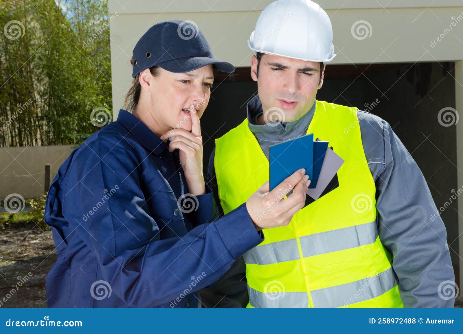 Mechanic Showing Color Samples To Customer Stock Photo - Image of male ...