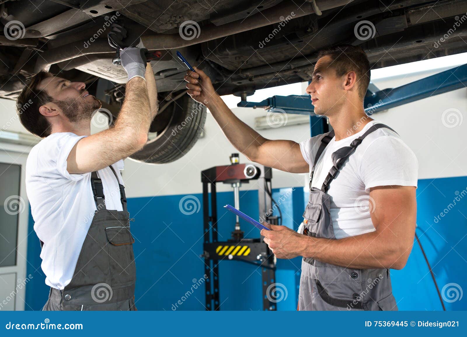 Mechanic Shows Defect and Problems with Car Stock Image - Image of ...