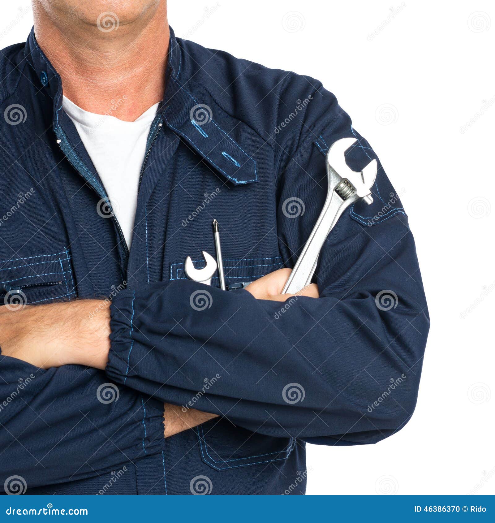 Mechanic with Spanner stock photo. Image of manual, boilersuit - 46386370