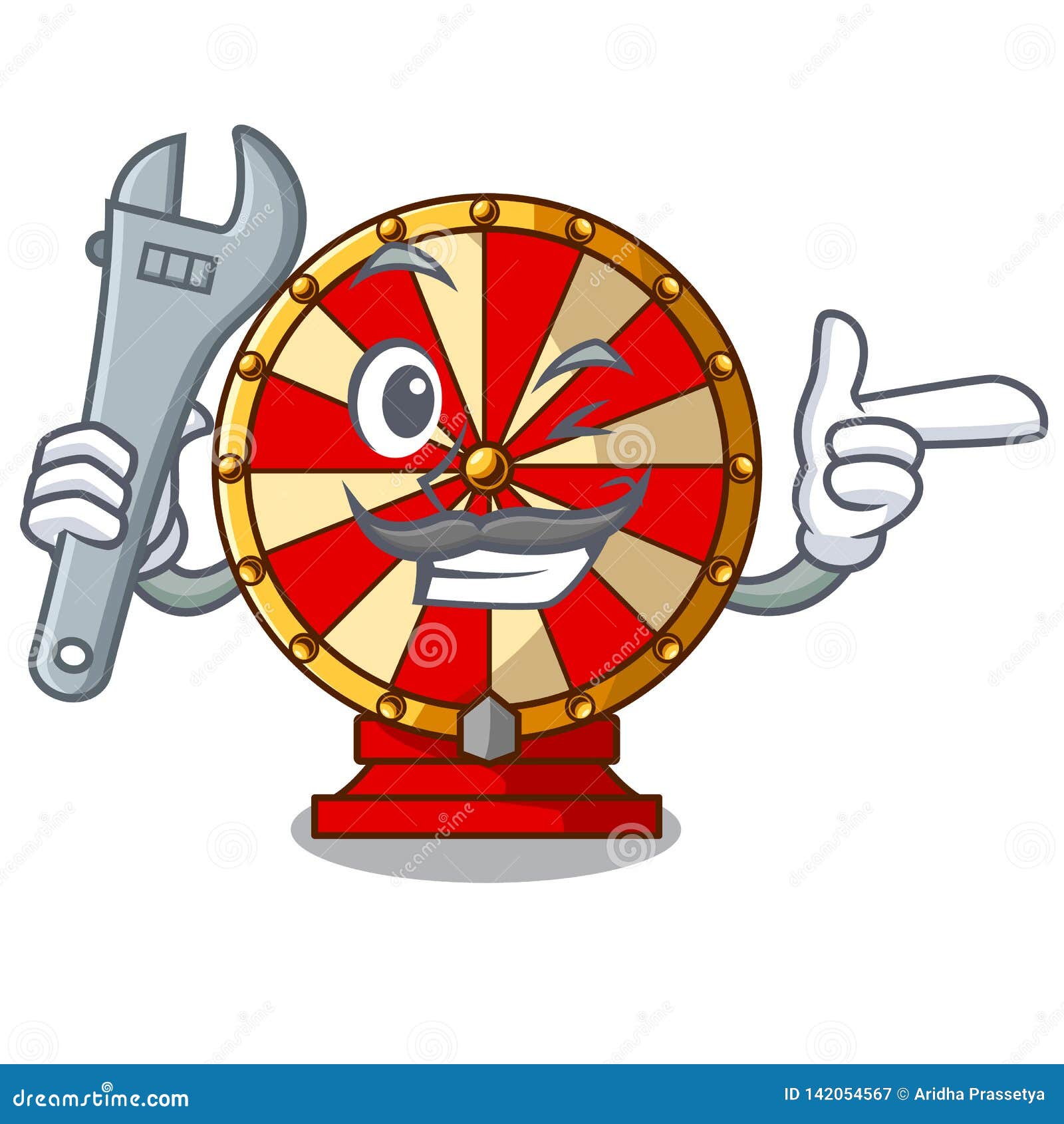 Mechanic Spinning Wheel Attached the Cartoon Wall Stock Vector ...
