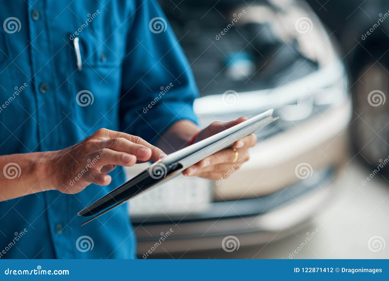 Mechanic with Tablet Computer Stock Photo - Image of computer ...