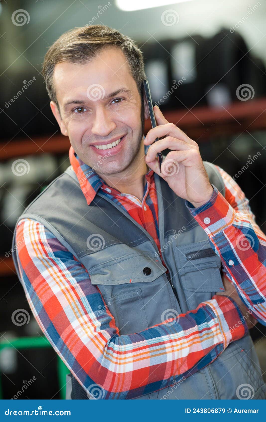 Mechanic Talking on Mobile Phone Stock Image - Image of worker ...