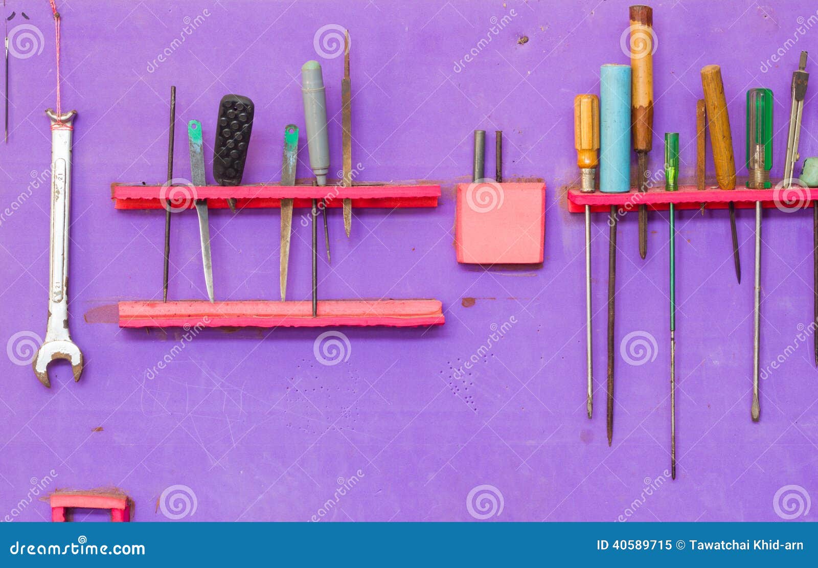 Mechanic Tools Set Isolated on Purple Wall Stock Image - Image of ...