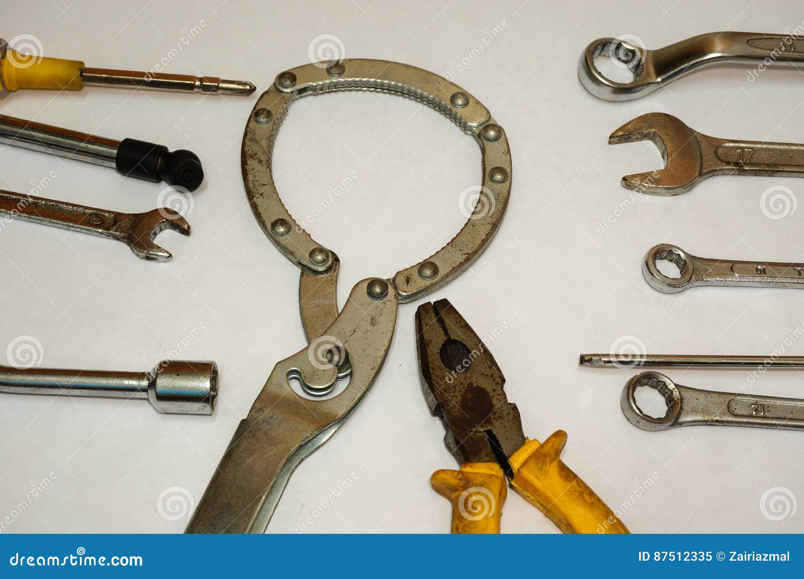 Mechanic tools set stock image. Image of silver, isolated - 87512335