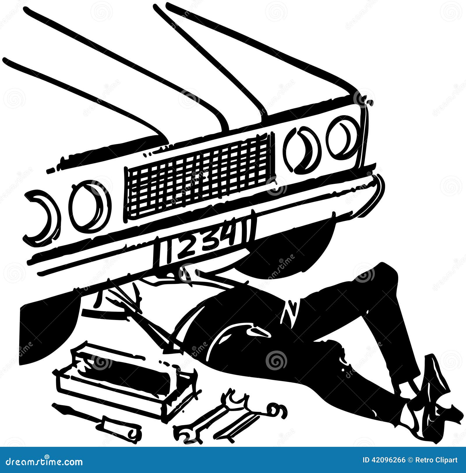 Mechanic Under Car stock vector. Illustration of engines - 42096266