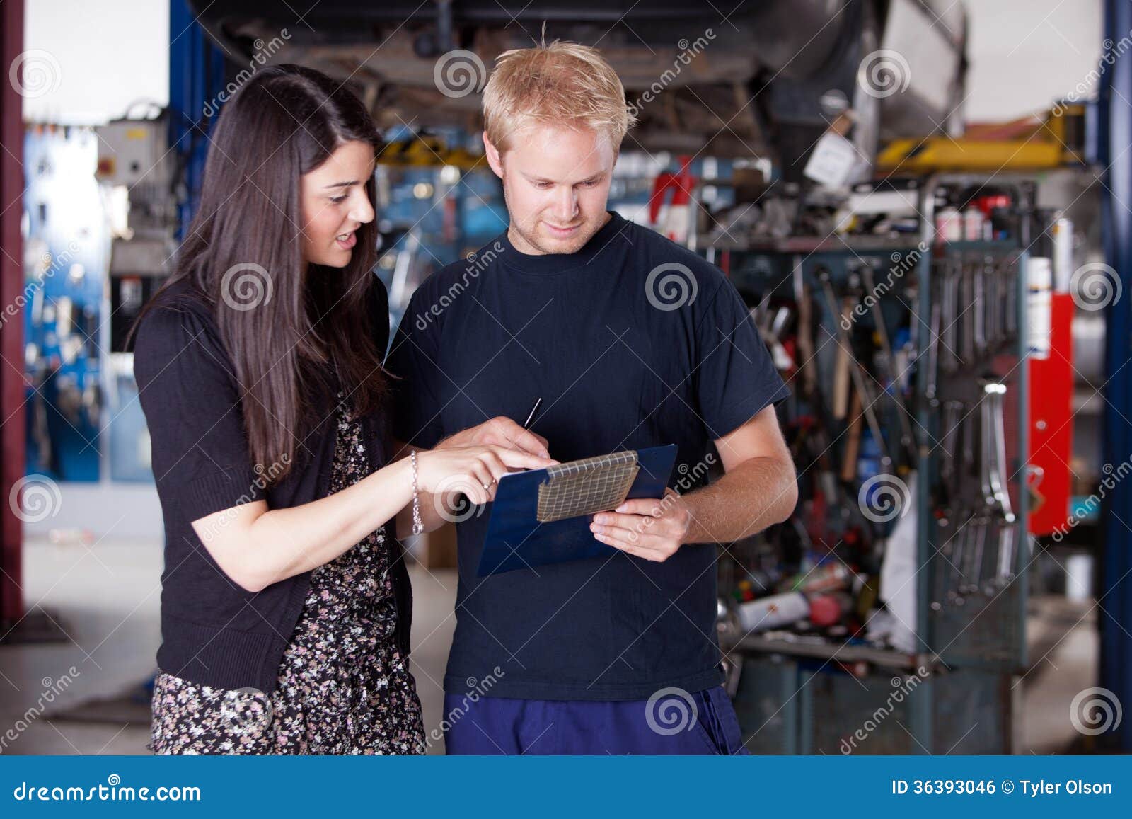 Mechanic with Upset Customer Stock Photo - Image of female, maintenance ...