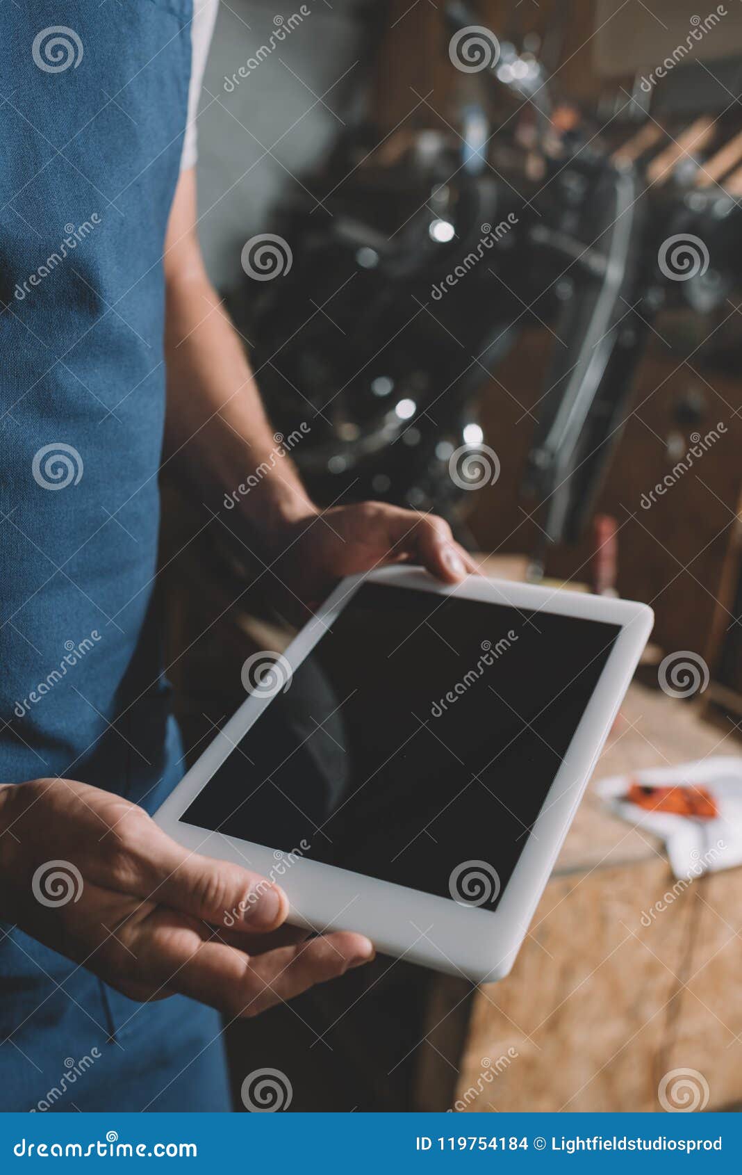 Mechanic Using Digital Tablet Stock Photo - Image of handsome, adult ...