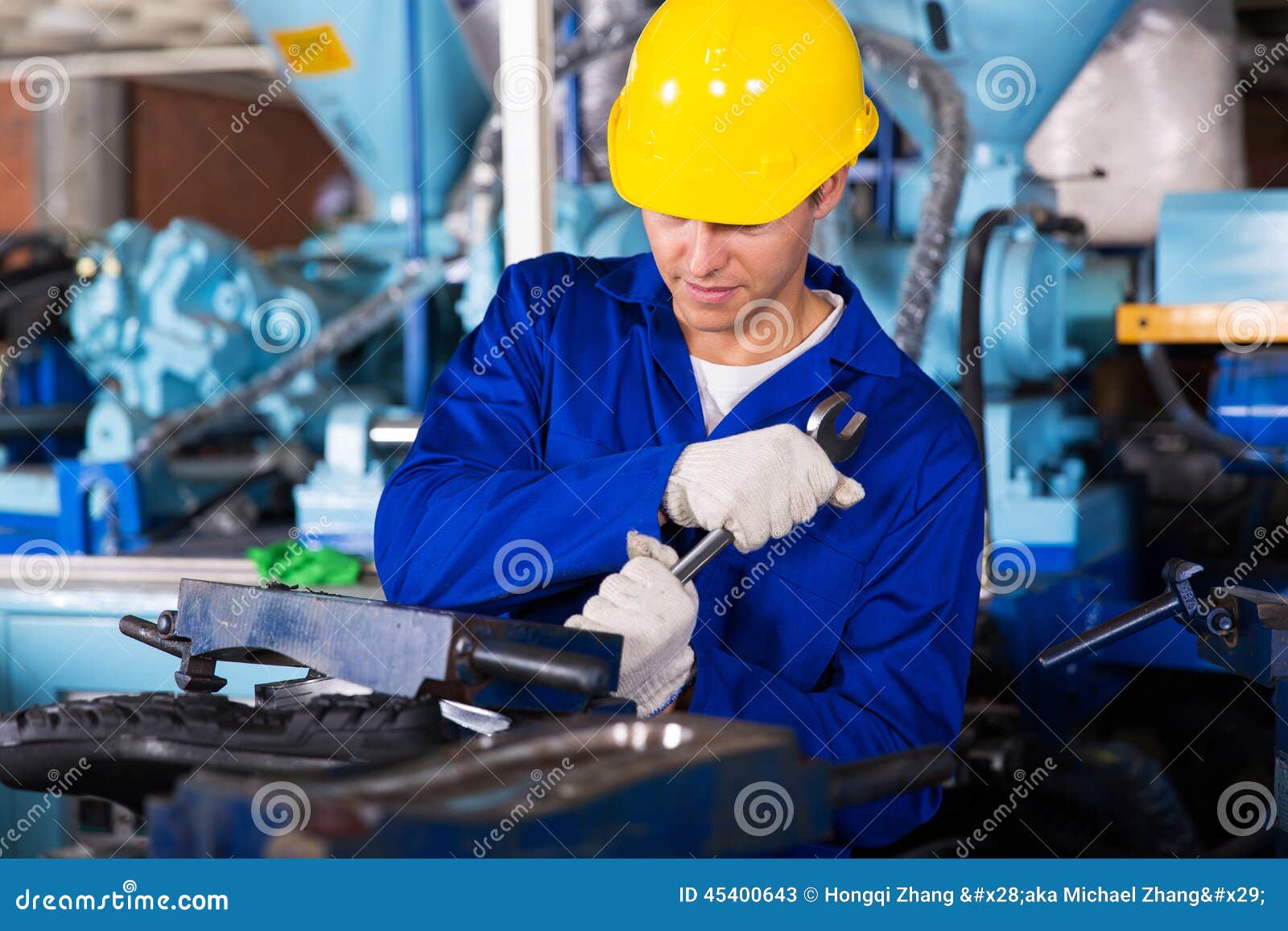 Mechanic using spanner stock image. Image of person, plant - 45400643