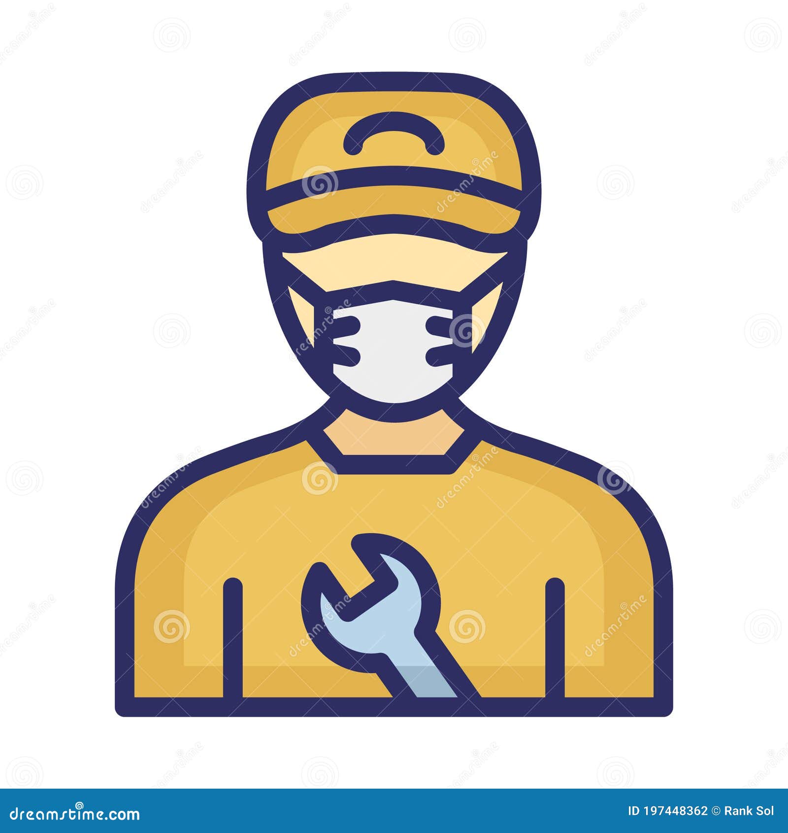 Mechanic Wearing Mask Vector Icon Which Can Easily Modify or Edit Stock ...