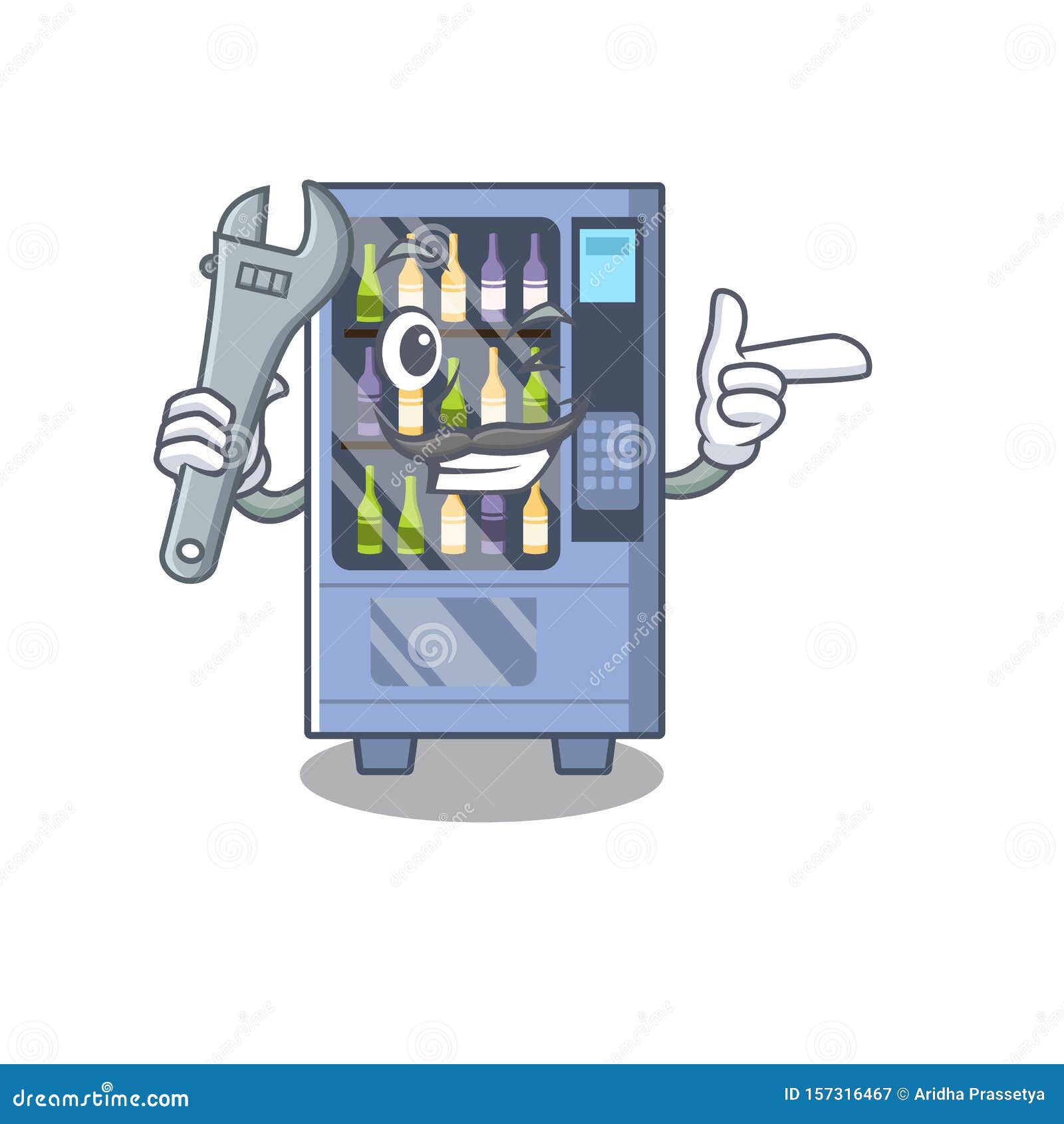 Mechanic Wine Vending Machine Mascot Shaped Character Stock Vector ...