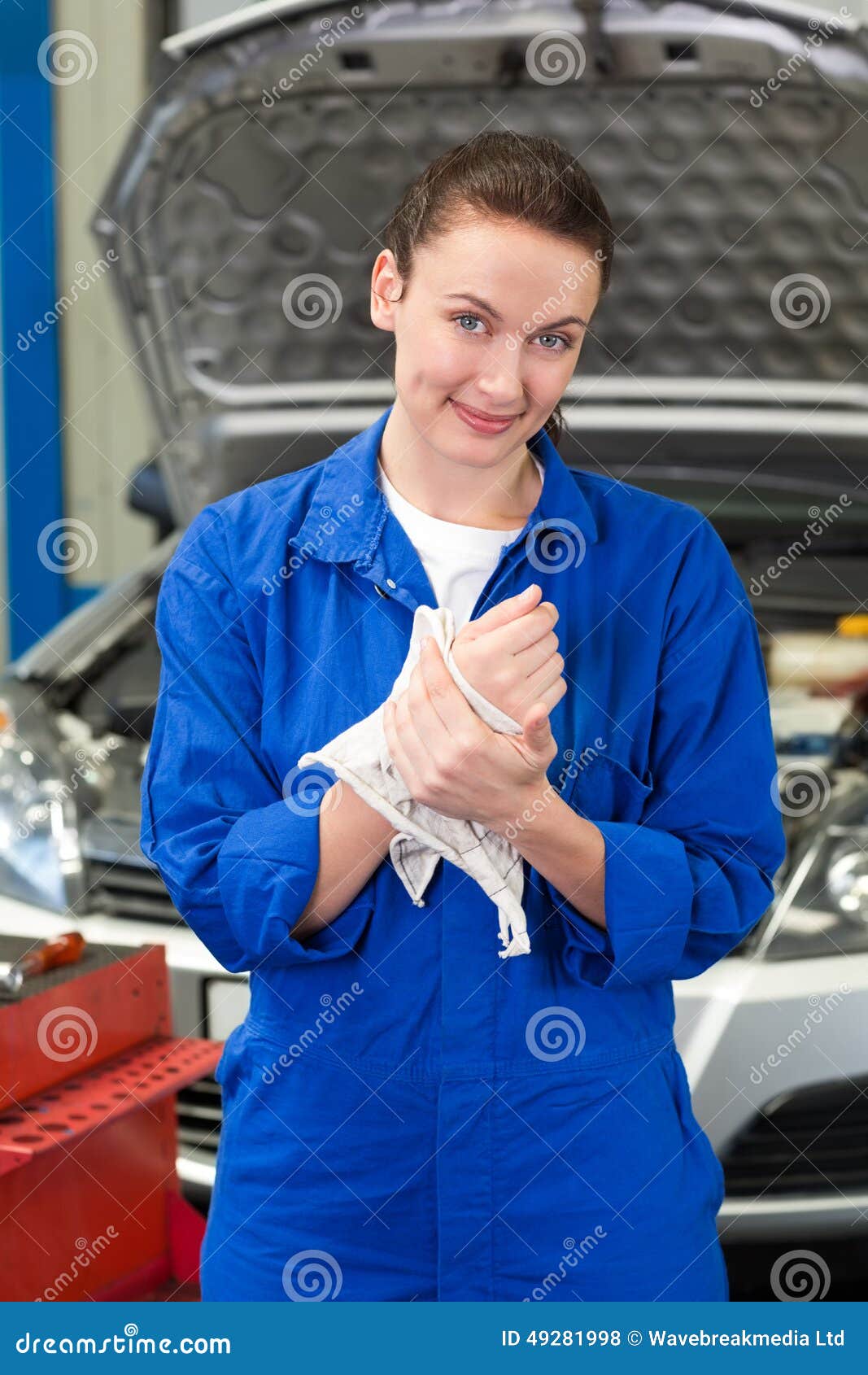 Mechanic Wiping Hands with Rag Stock Photo - Image of wear, happy: 49281998