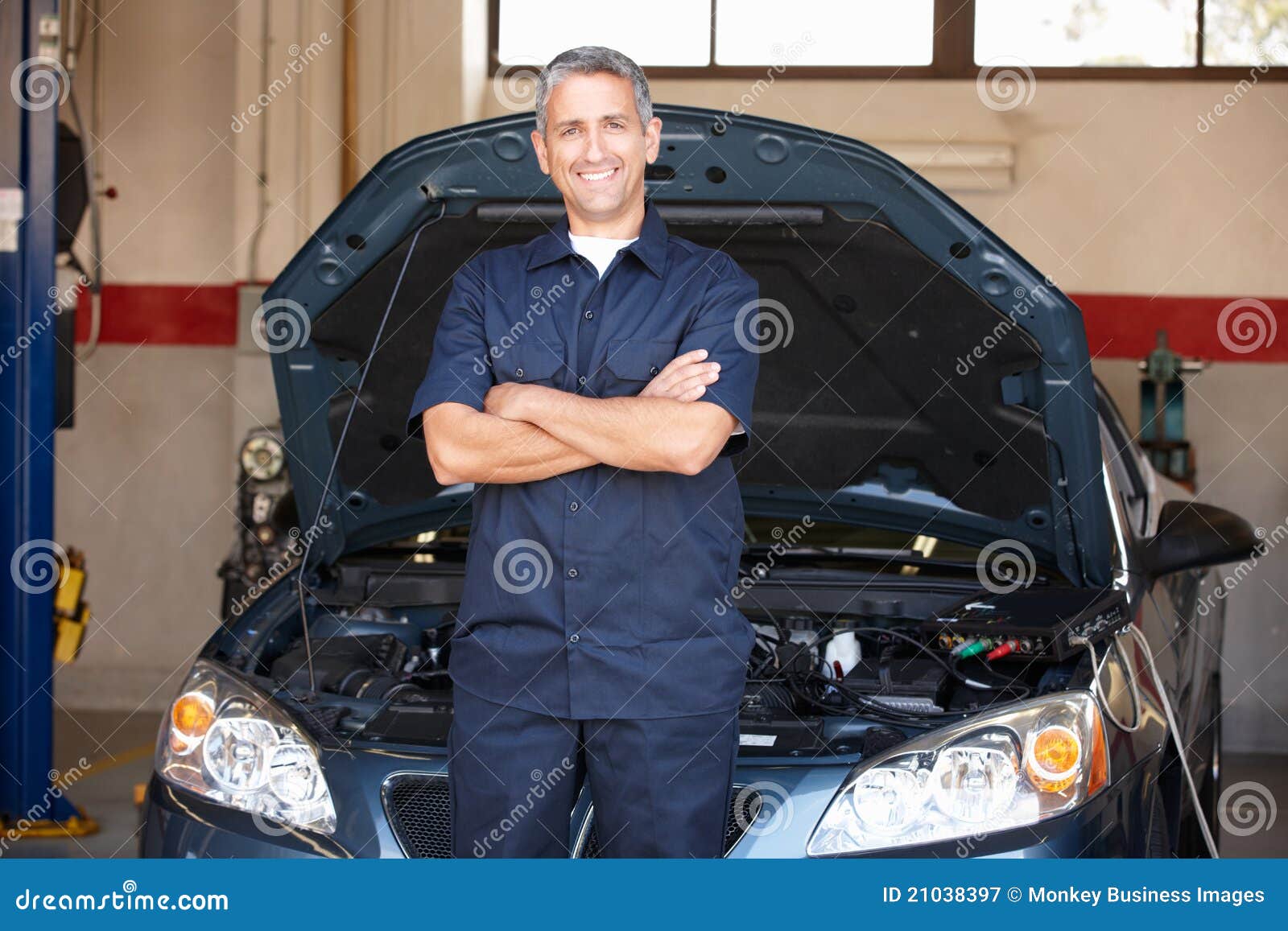 Mechanic at Work in Front of Car Stock Image - Image of proprietor ...