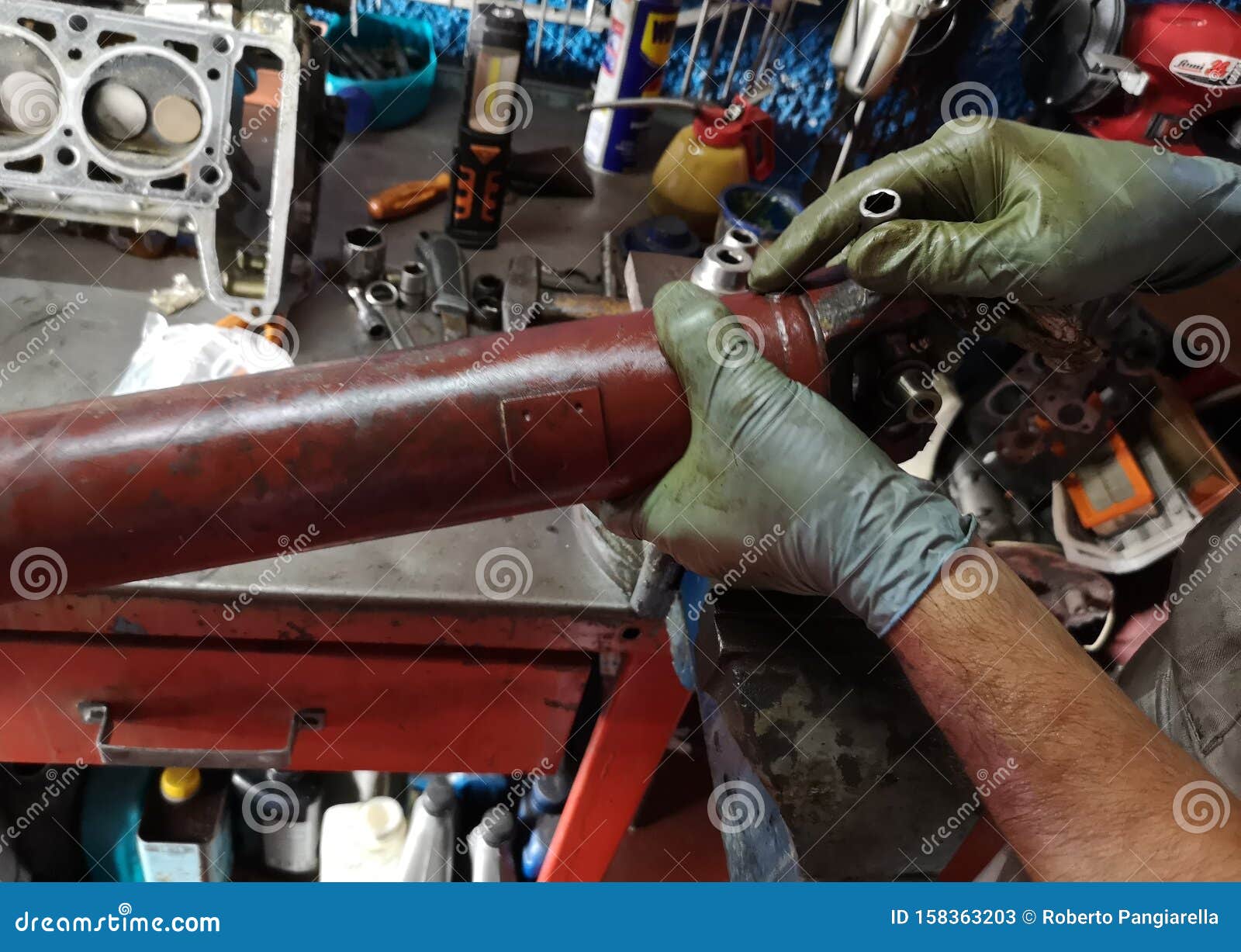 Mechanic at Work in His Desk Stock Image - Image of workshop, service ...