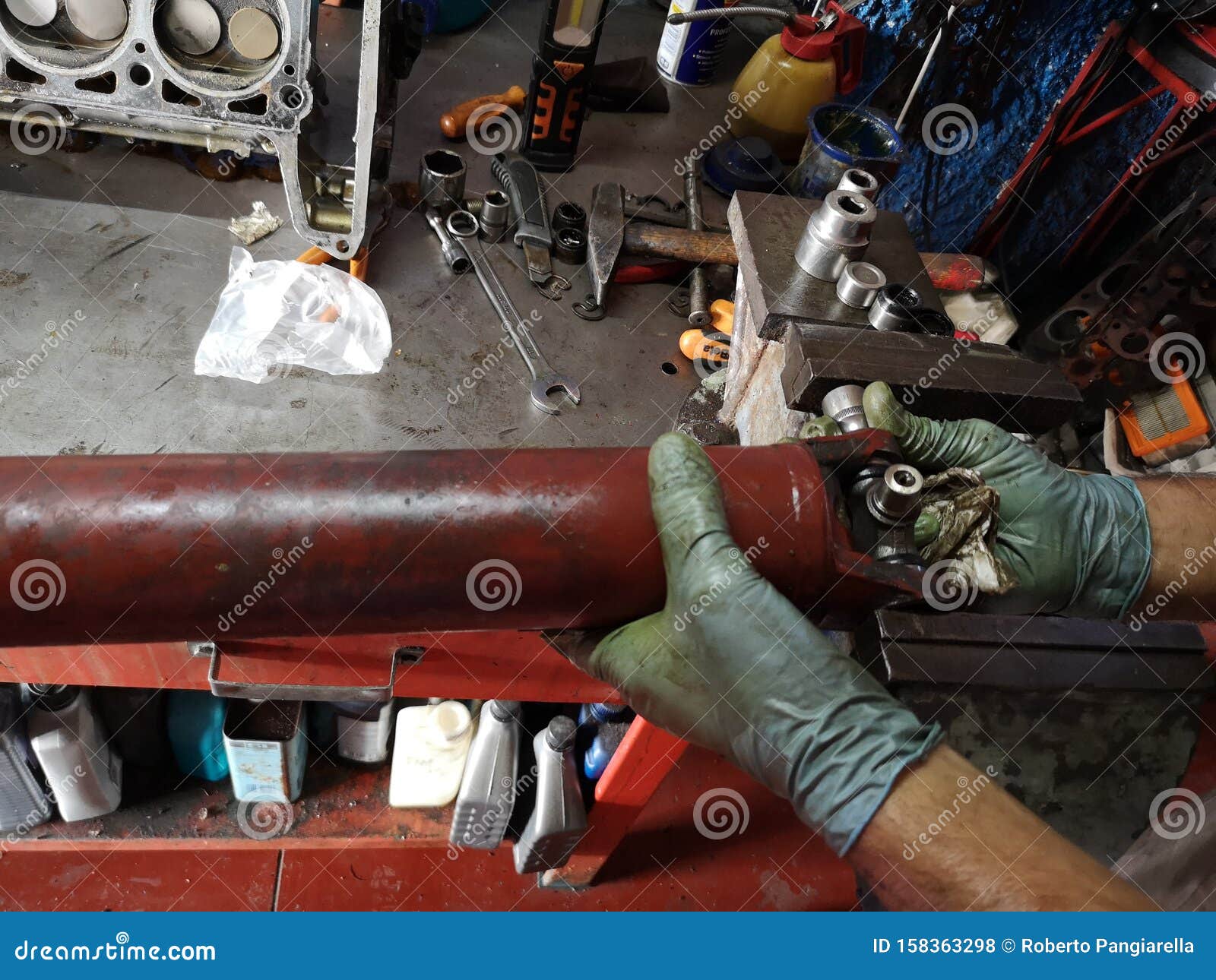 Mechanic at Work in His Desk Stock Photo - Image of table, repairman ...