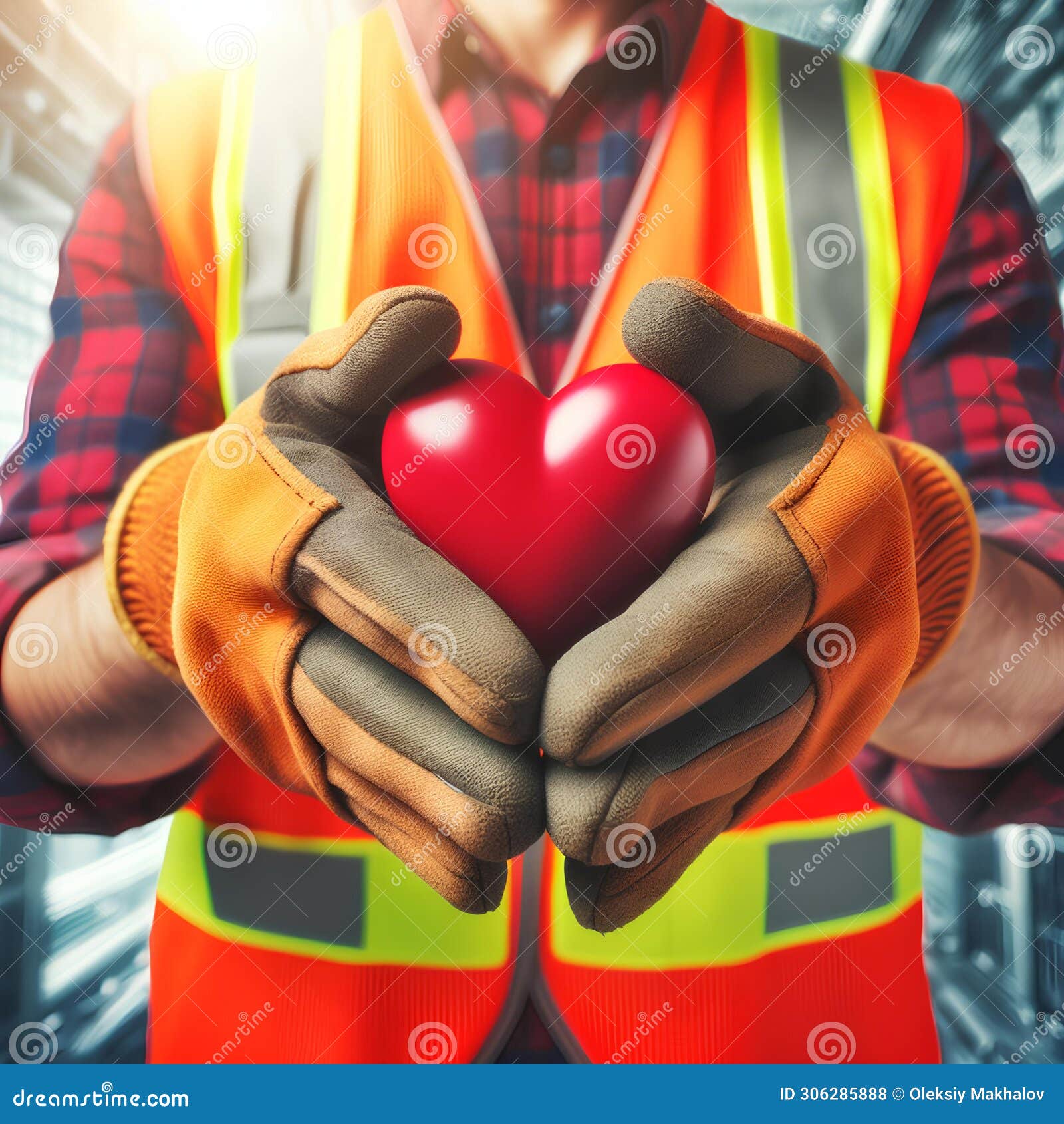 Mechanic Worker Hands Holding Heart Shape Stock Illustration ...