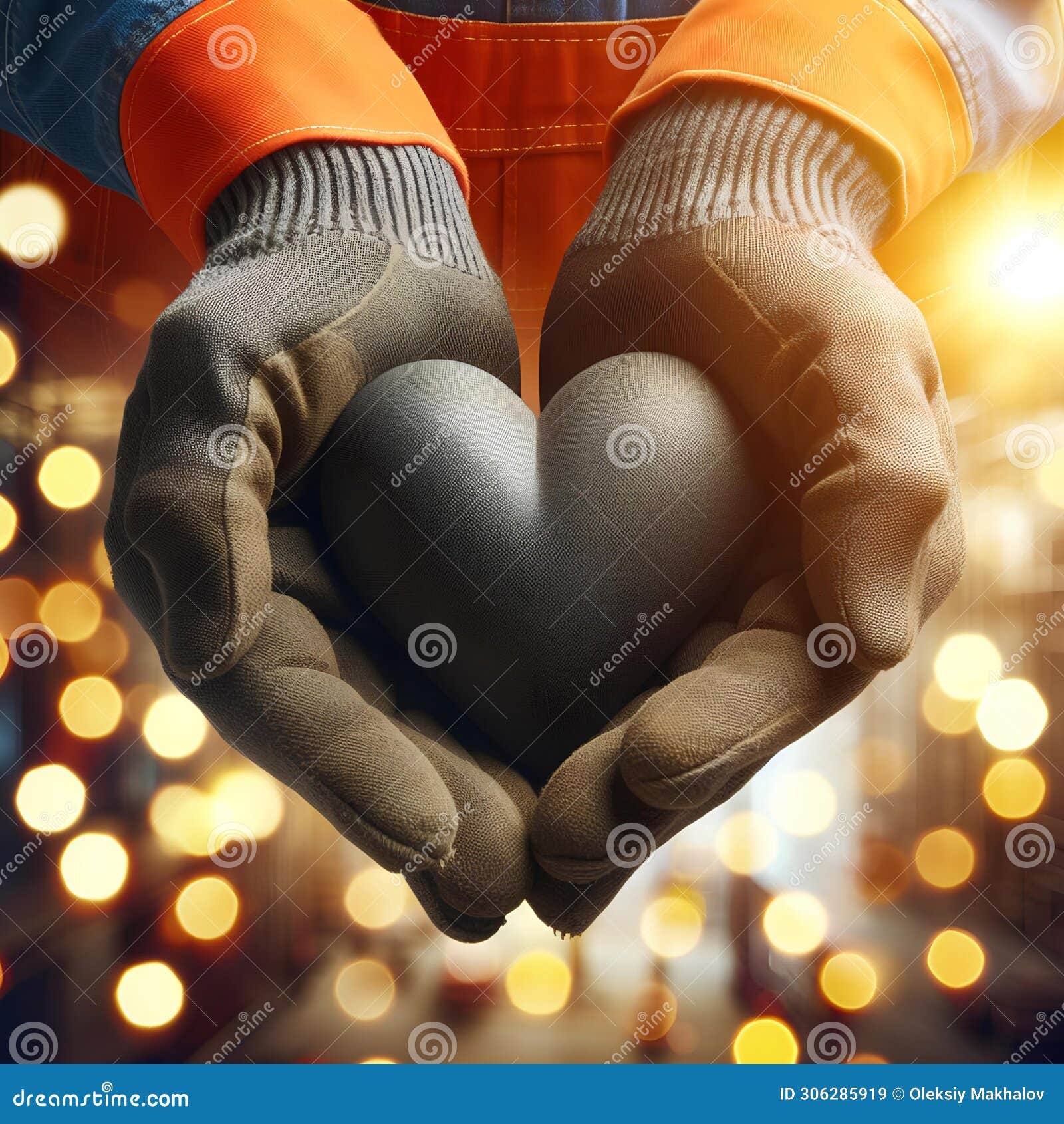 Mechanic Worker Hands Holding Heart Shape Stock Illustration ...