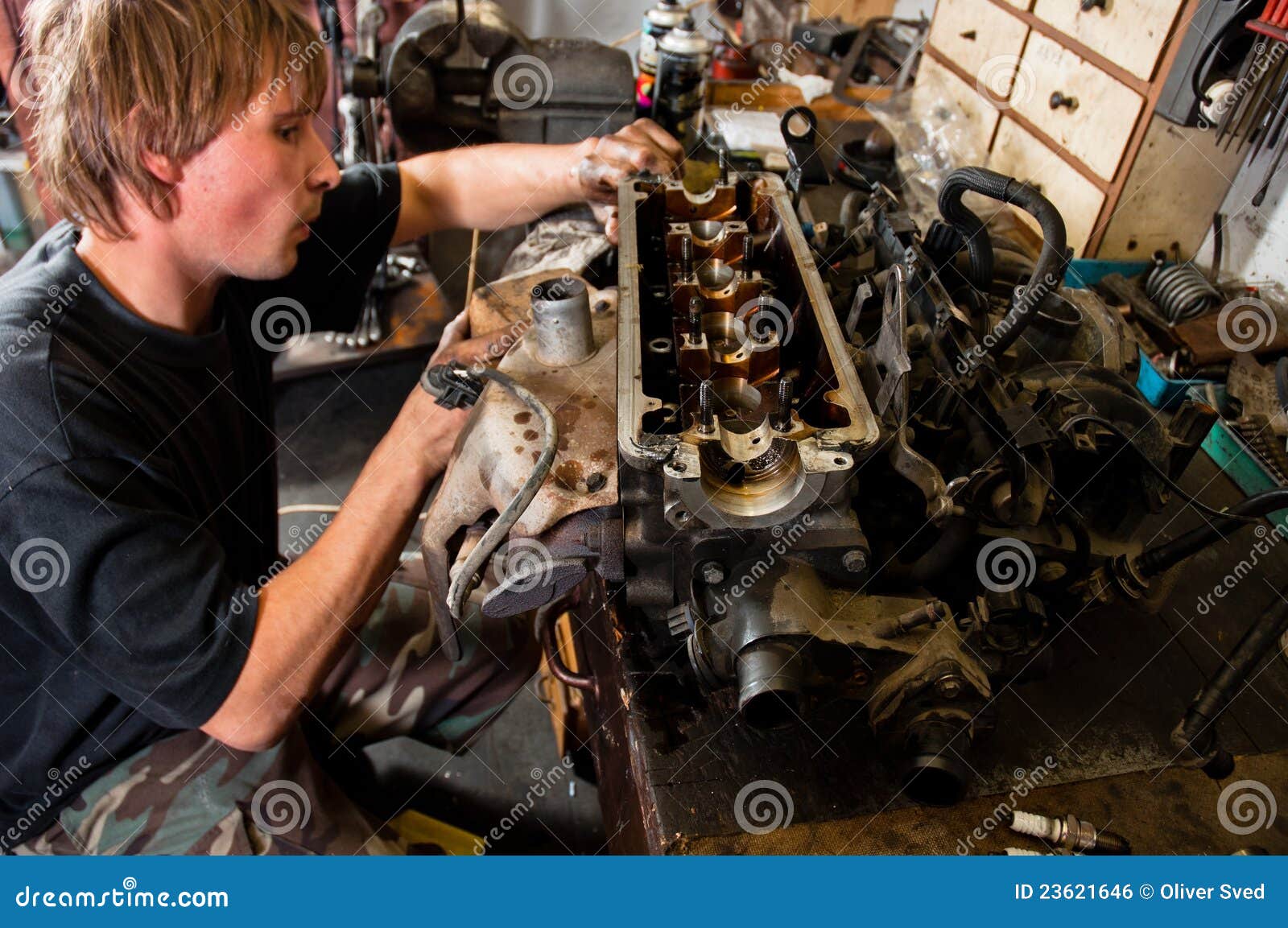 Mechanic Worker Inspecting Car Stock Photo - Image of people, person ...