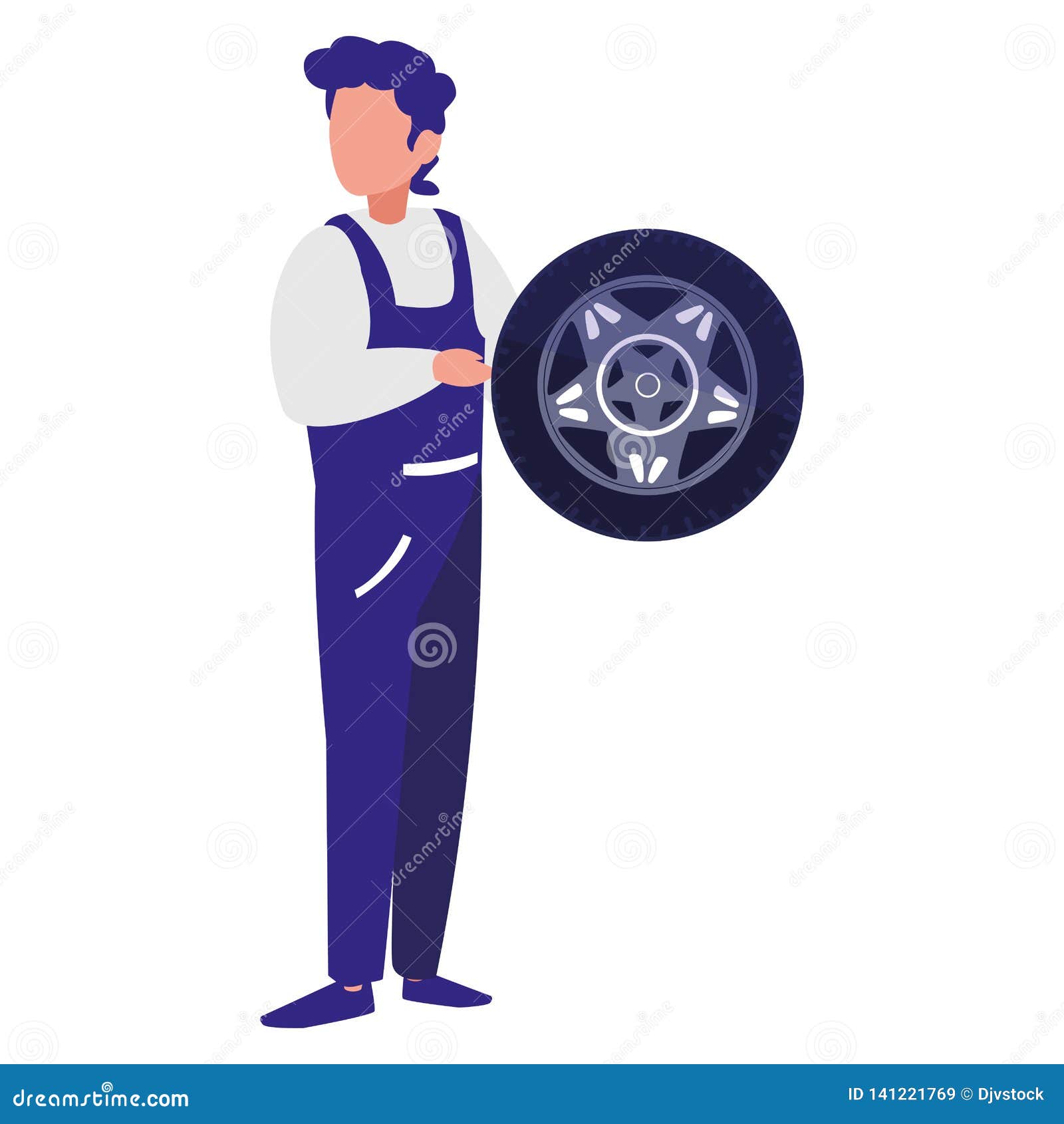 Mechanic Worker with Tire Car Stock Vector - Illustration of tire ...