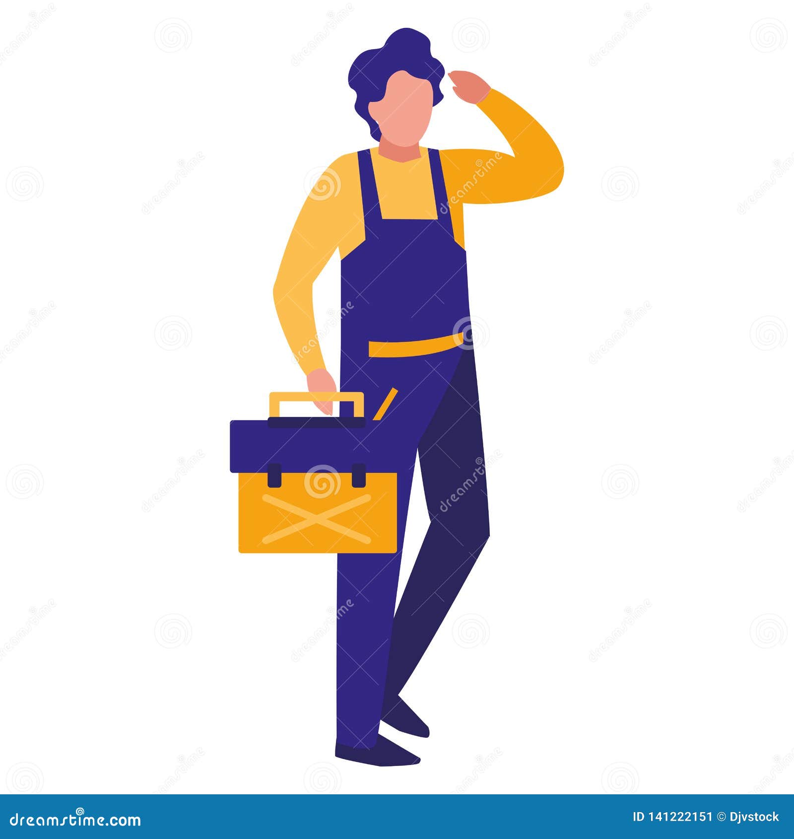 Mechanic Worker with Toolbox Stock Vector - Illustration of technical ...