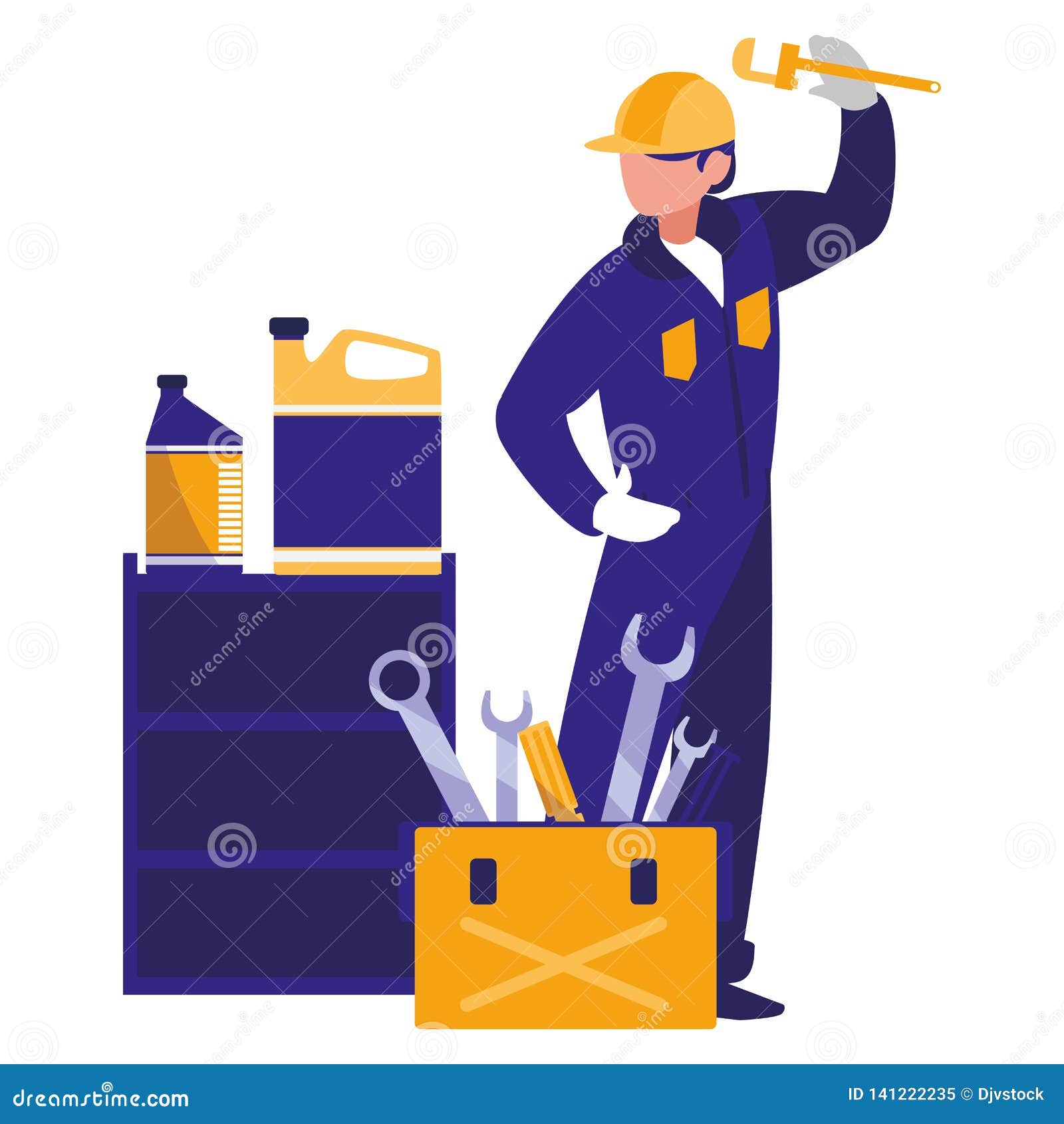Mechanic Worker with Toolbox Stock Vector - Illustration of human ...
