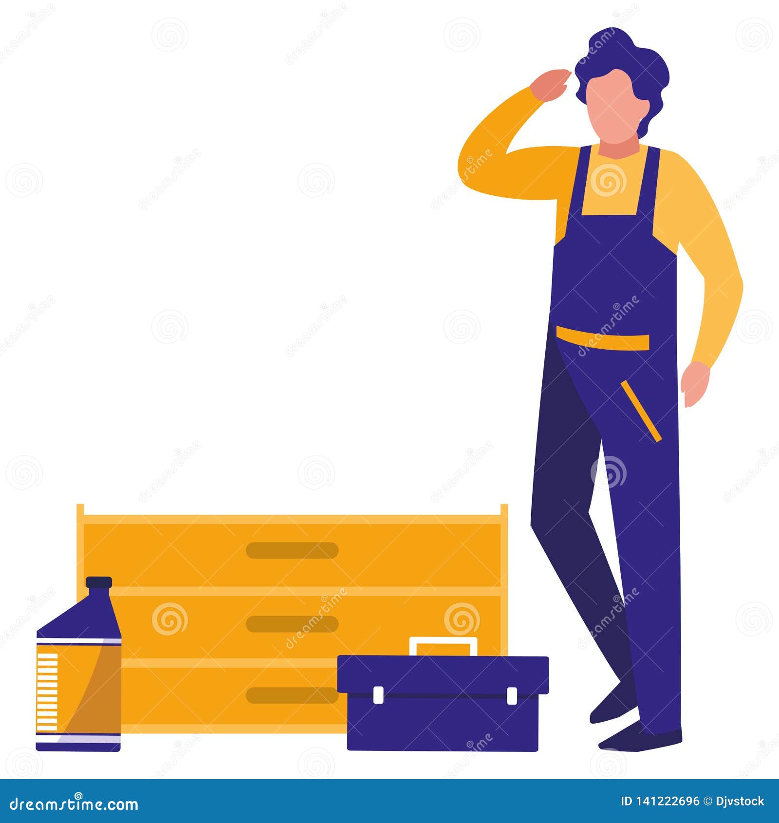 Mechanic Worker with Toolbox Stock Vector - Illustration of protection ...