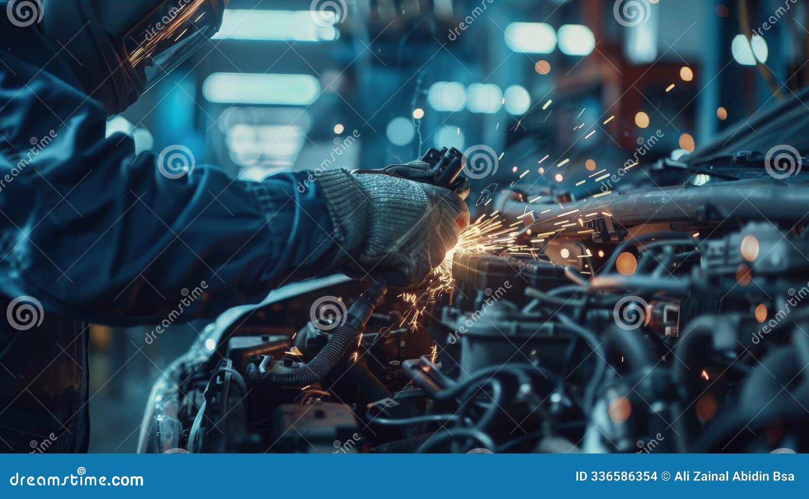 Mechanic Working on a Car Engine.Passion for Performance Stock ...