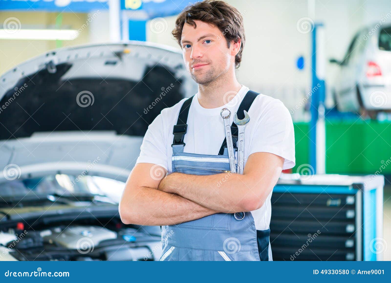 Mechanic Working - Car Workshop Stock Photo - Image of handsome, male ...