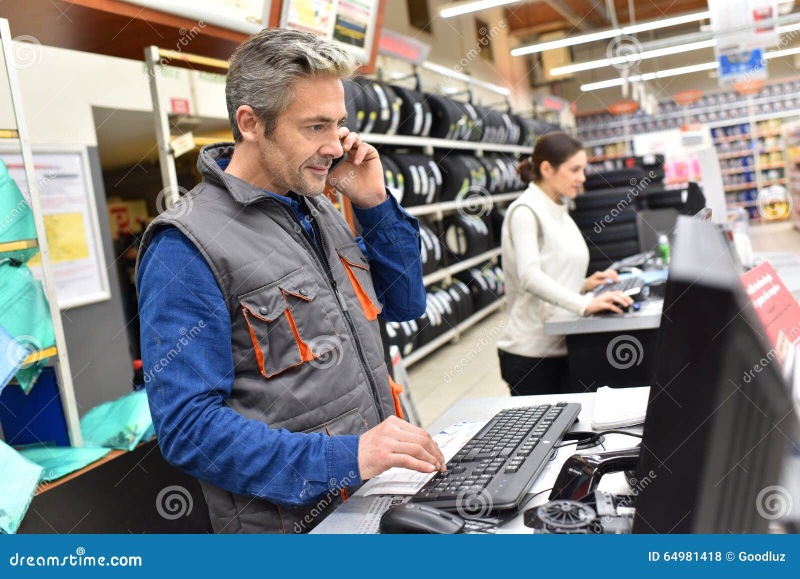 Mechanic Working on Computer Stock Photo - Image of shopping, service ...
