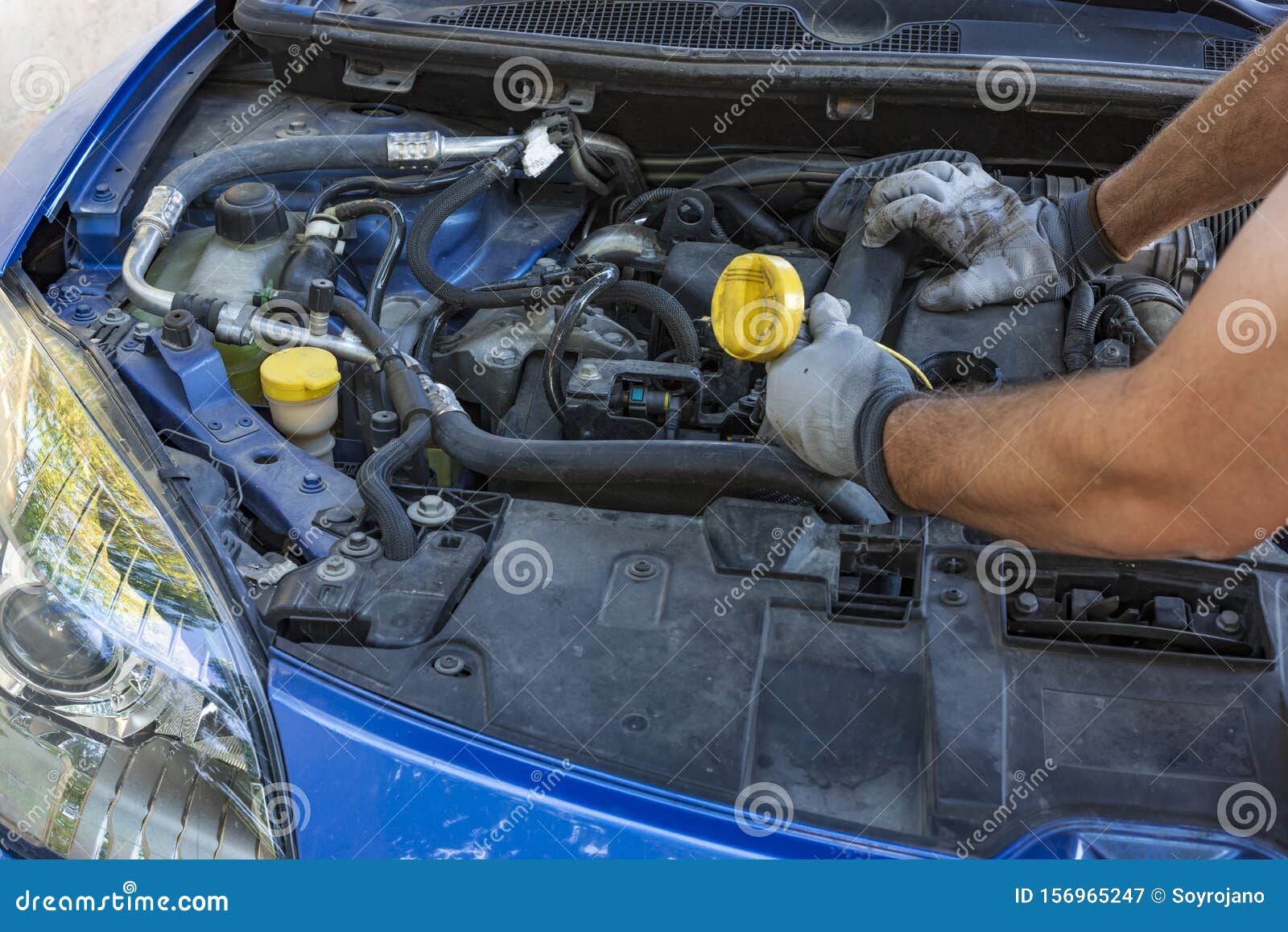 Mechanic Working on the Engine of a Car Stock Image - Image of male ...