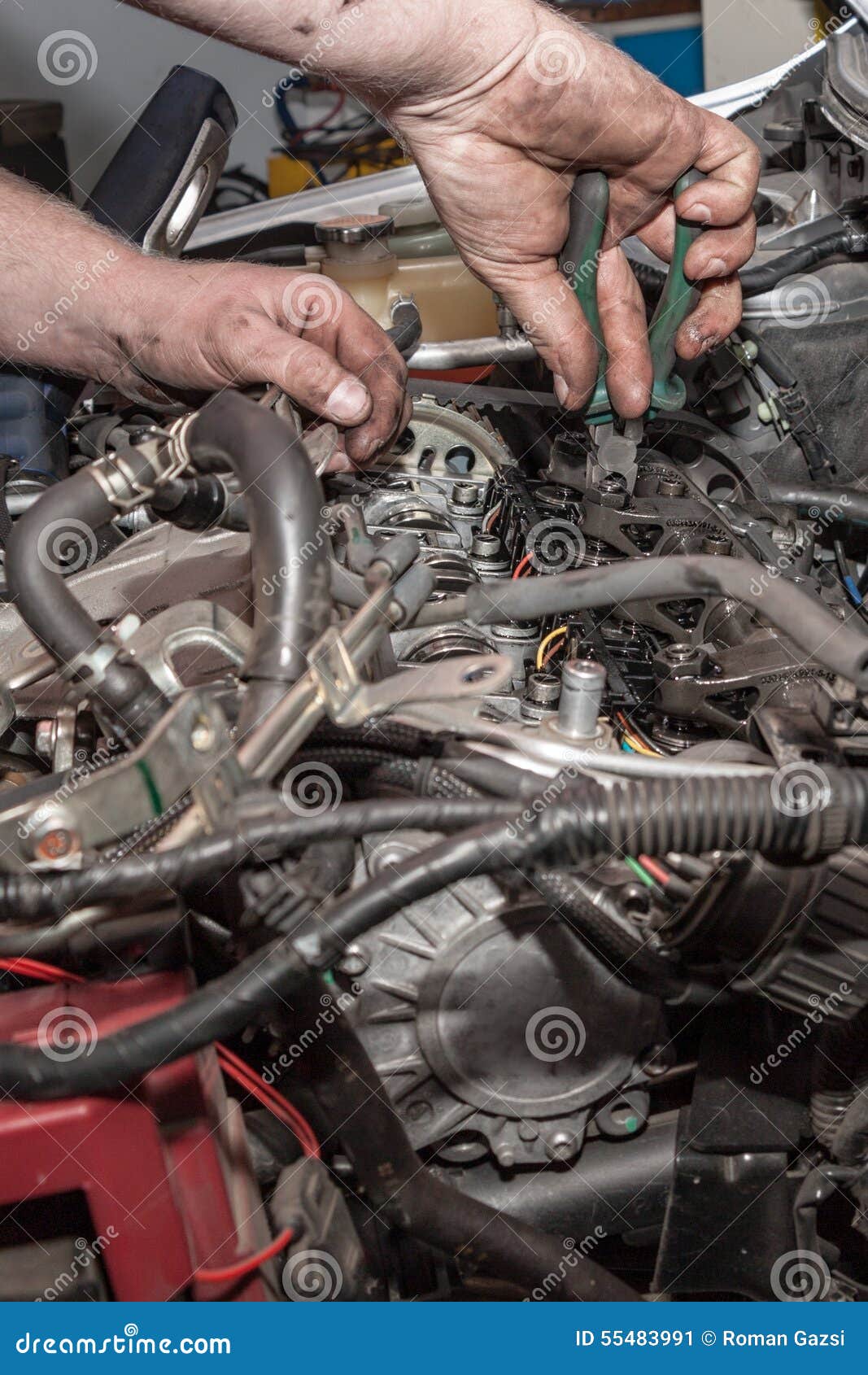 Mechanic working on engine stock image. Image of auto - 55483991