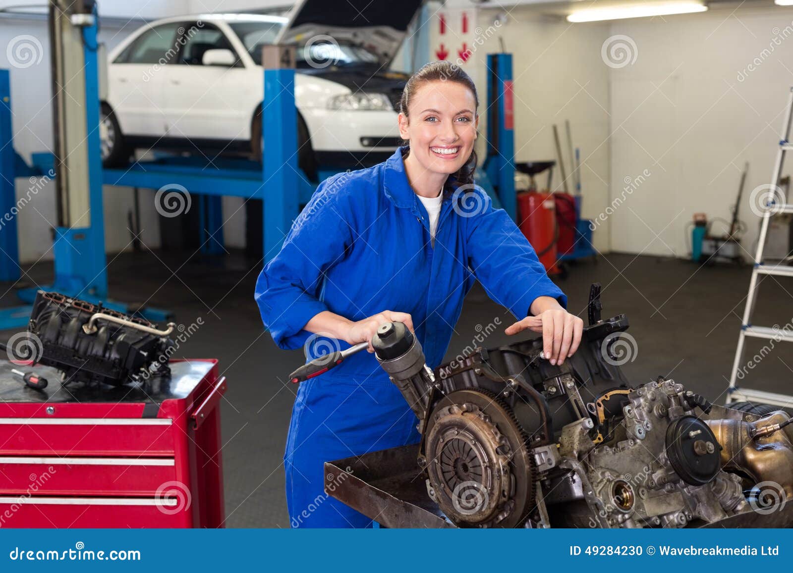 Mechanic Working on an Engine Stock Photo - Image of maintenance ...