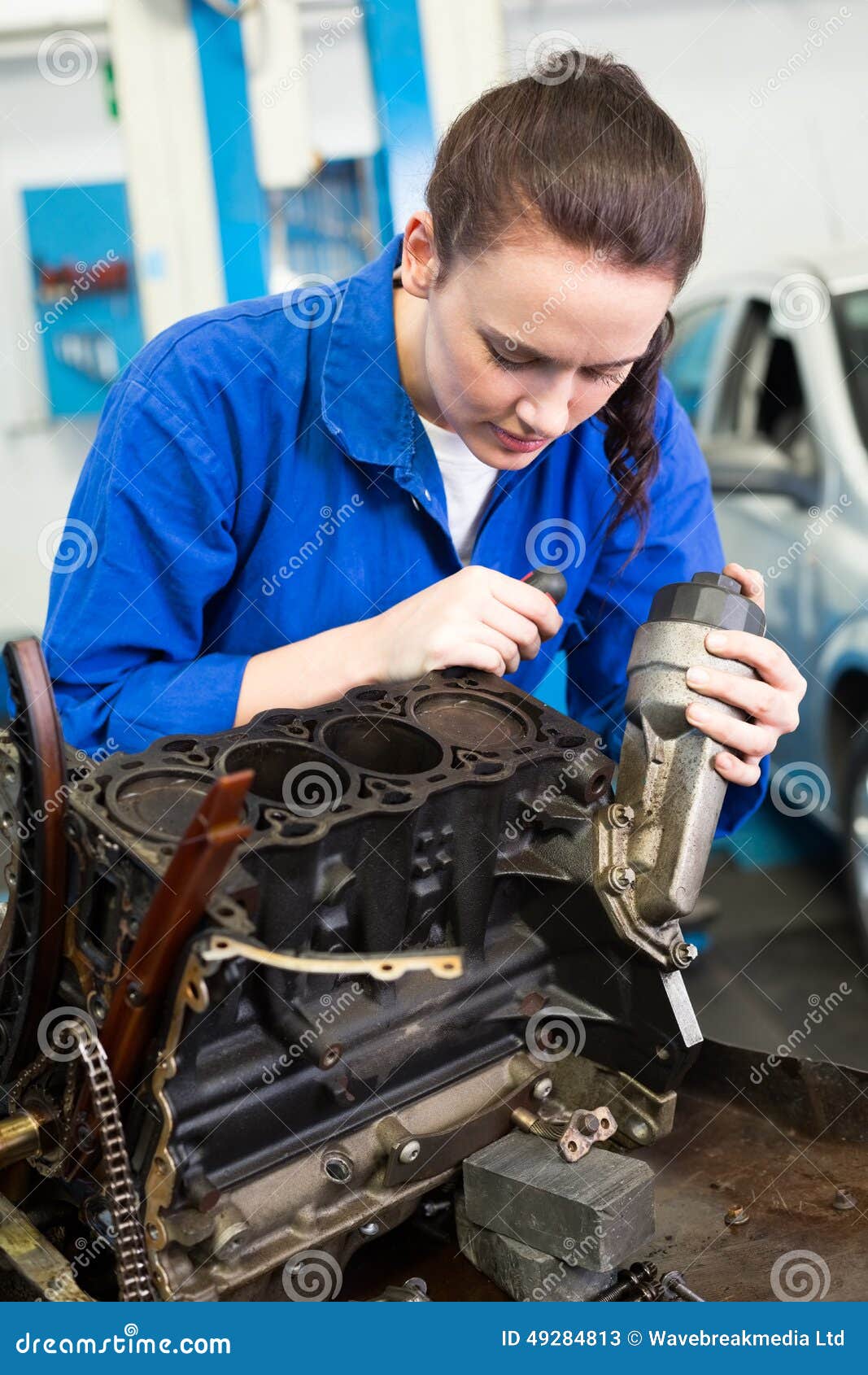 Mechanic Working on an Engine Stock Image - Image of vehicle, service ...