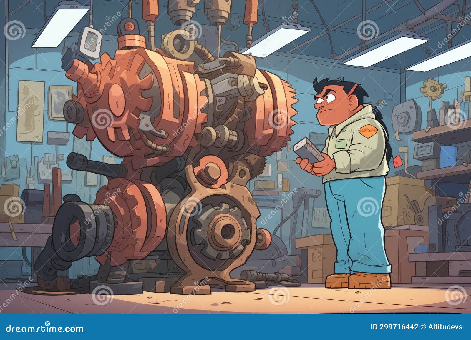 Mechanic Working on Fixing a Motor Rotor in a Garage Stock Photo ...